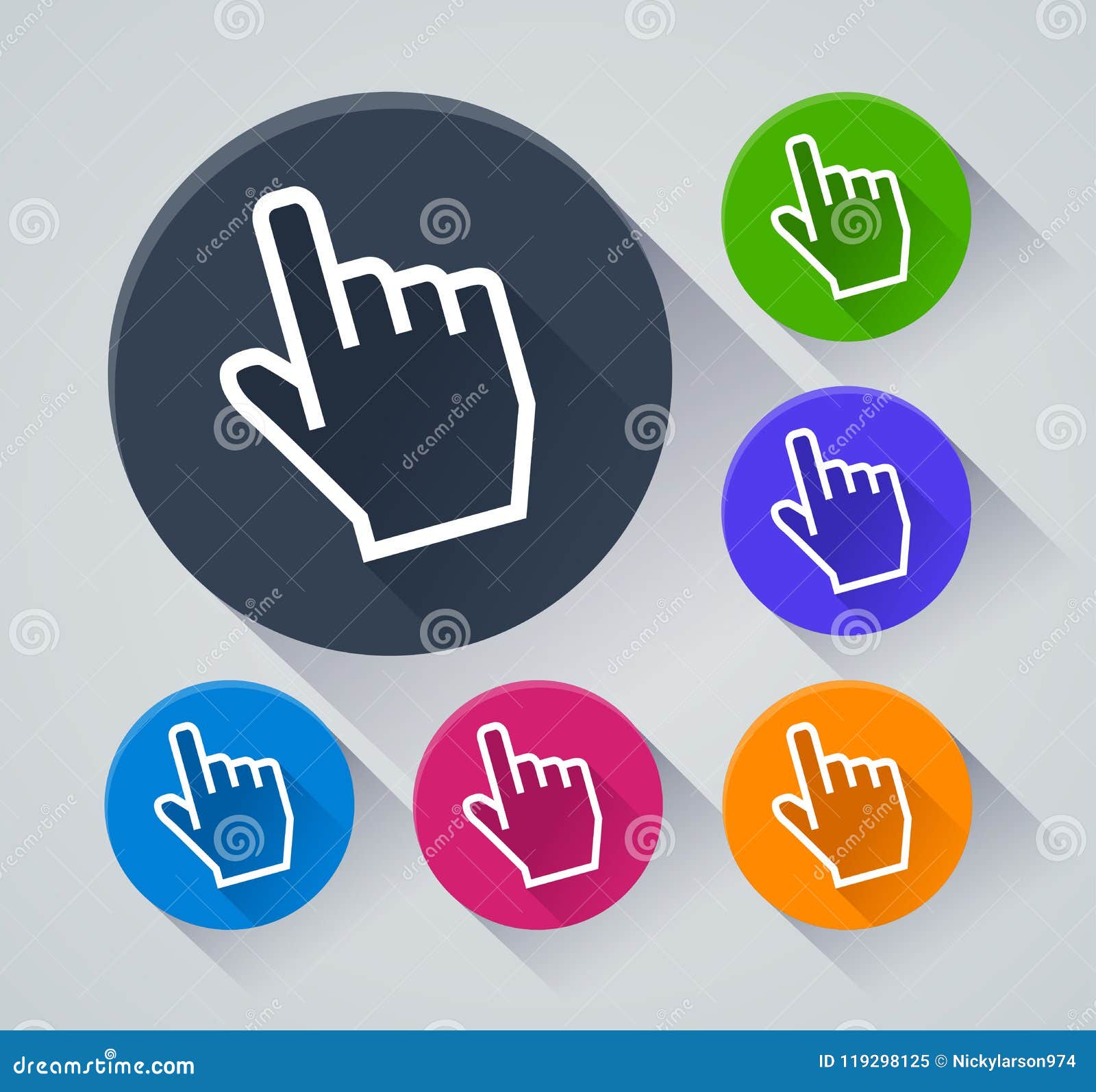 Hand Circle Icons with Shadow Stock Vector - Illustration of circle ...