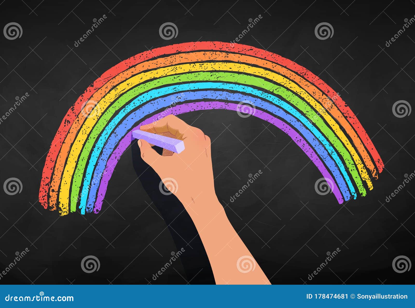 Illustration of Hand Drawing Rainbow Arc Stock Vector - Illustration of ...