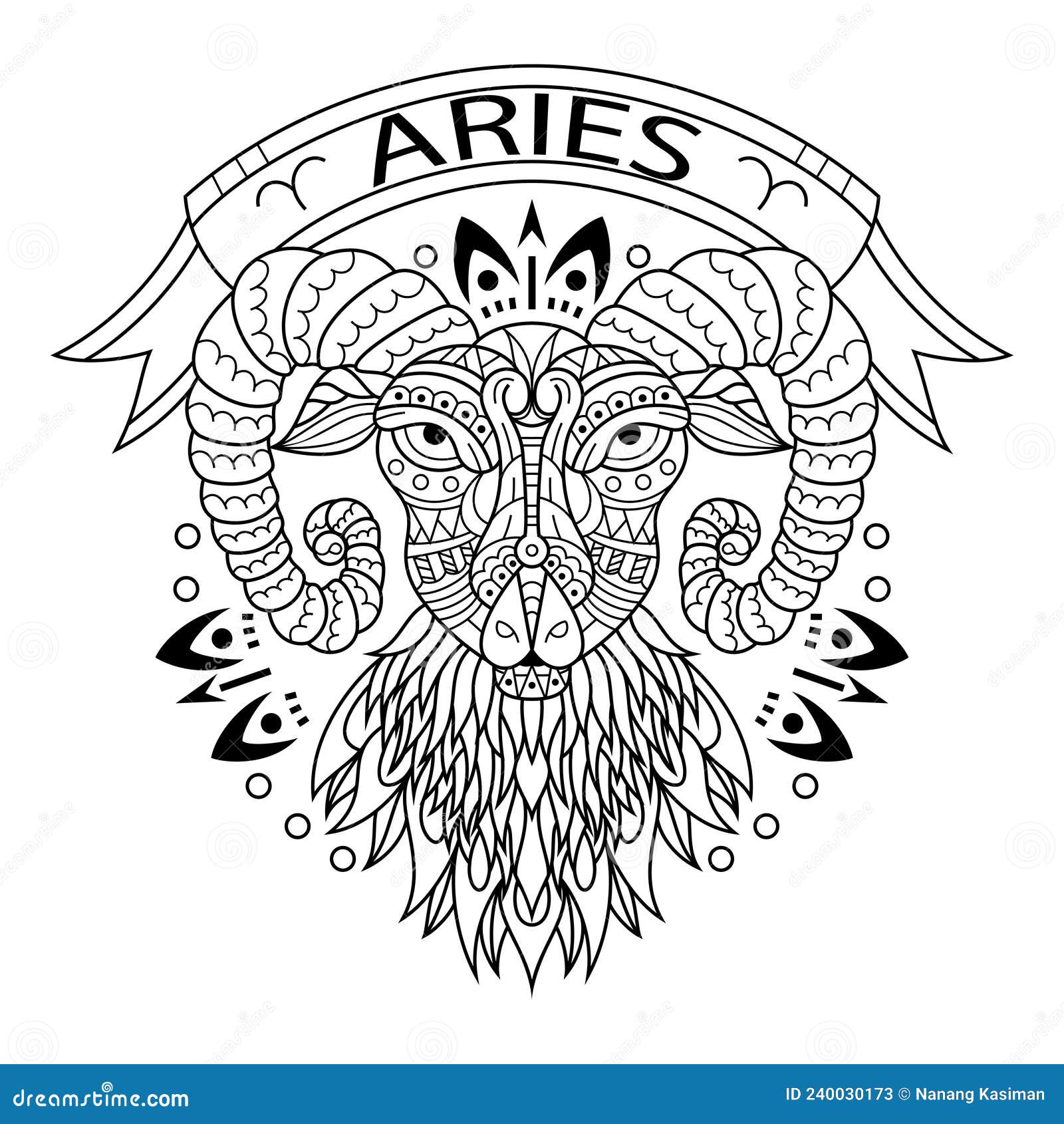 Hand Drawn of Aries in Zentangle Style Stock Vector - Illustration of ...