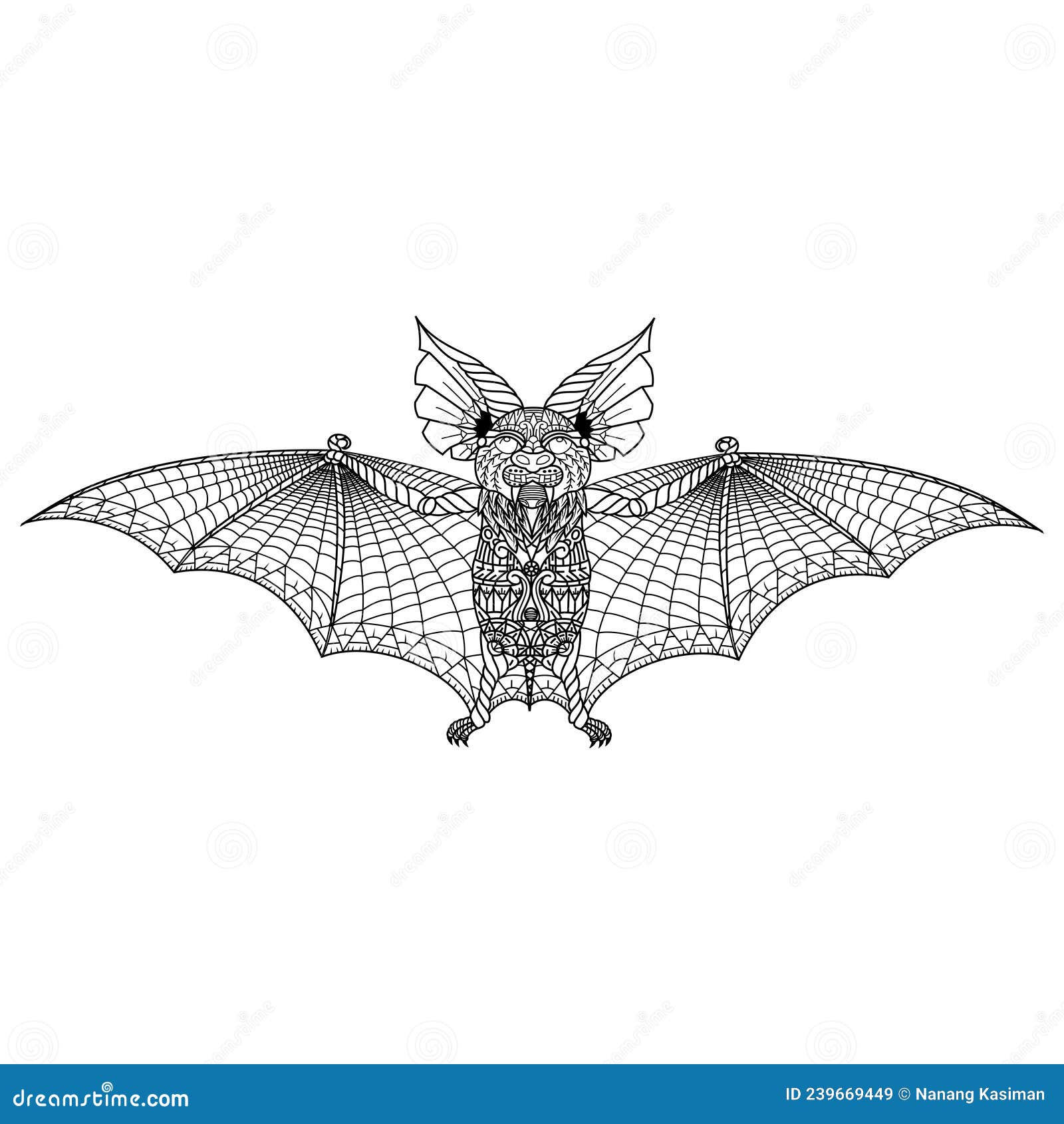 Hand Drawn of Bat in Zentangle Style Stock Vector - Illustration of ...