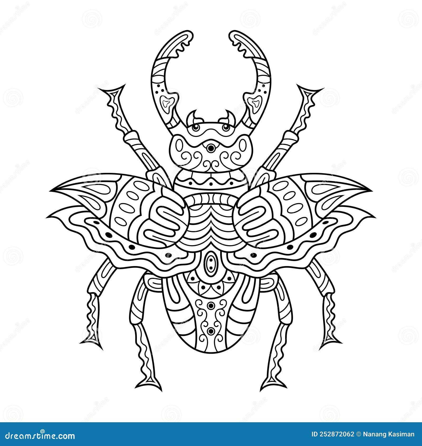 Hand Drawn of Beetle in Zentangle Style Stock Vector - Illustration of ...