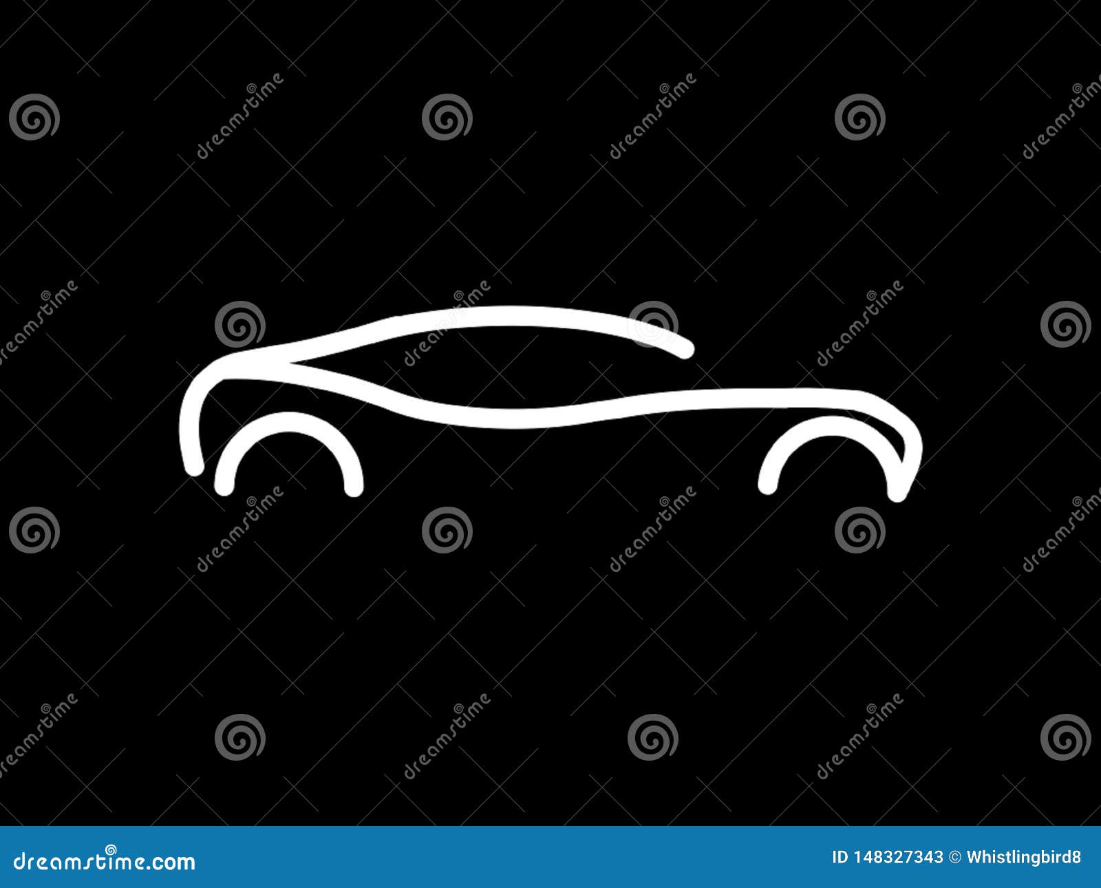 Shape of Car White Lines on Black Background Design Auto Illustration ...
