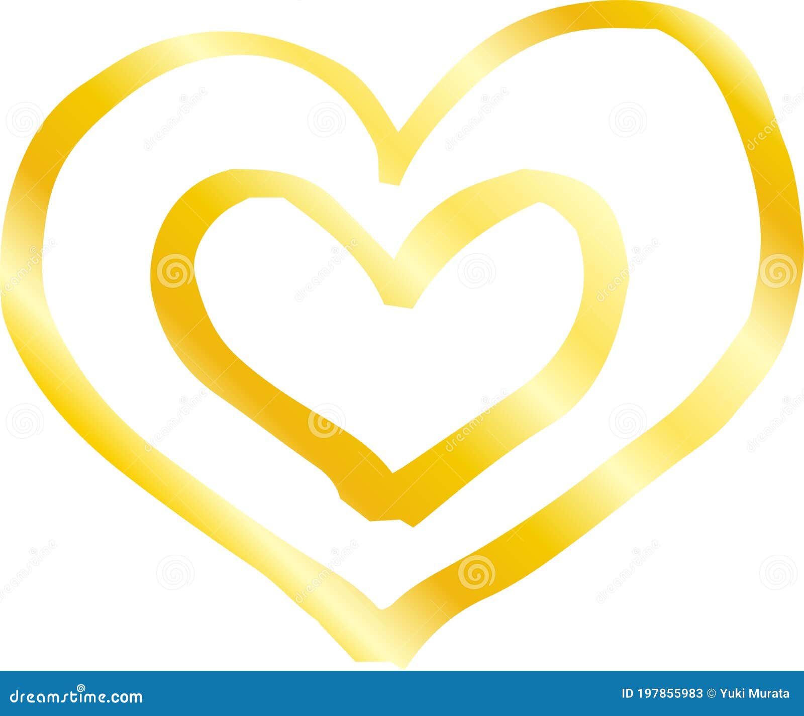 Illustration of Hand Drawn Cute Gold Heart Stock Vector - Illustration ...
