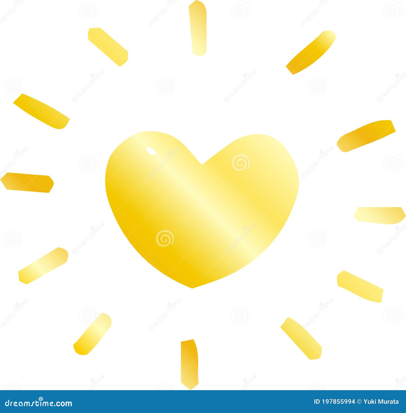 Illustration of Hand Drawn Cute Gold Heart Stock Vector - Illustration ...
