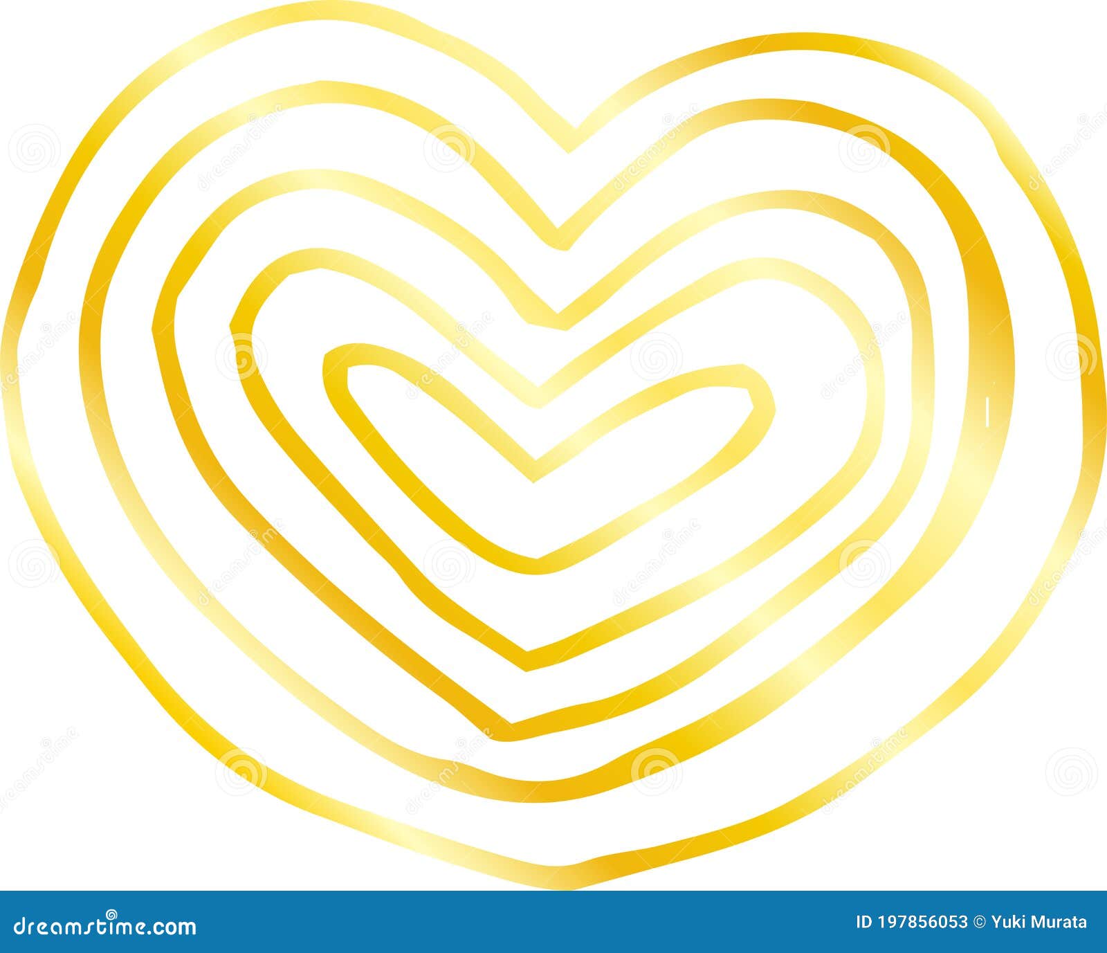 Illustration of Hand Drawn Cute Gold Heart Stock Vector - Illustration ...