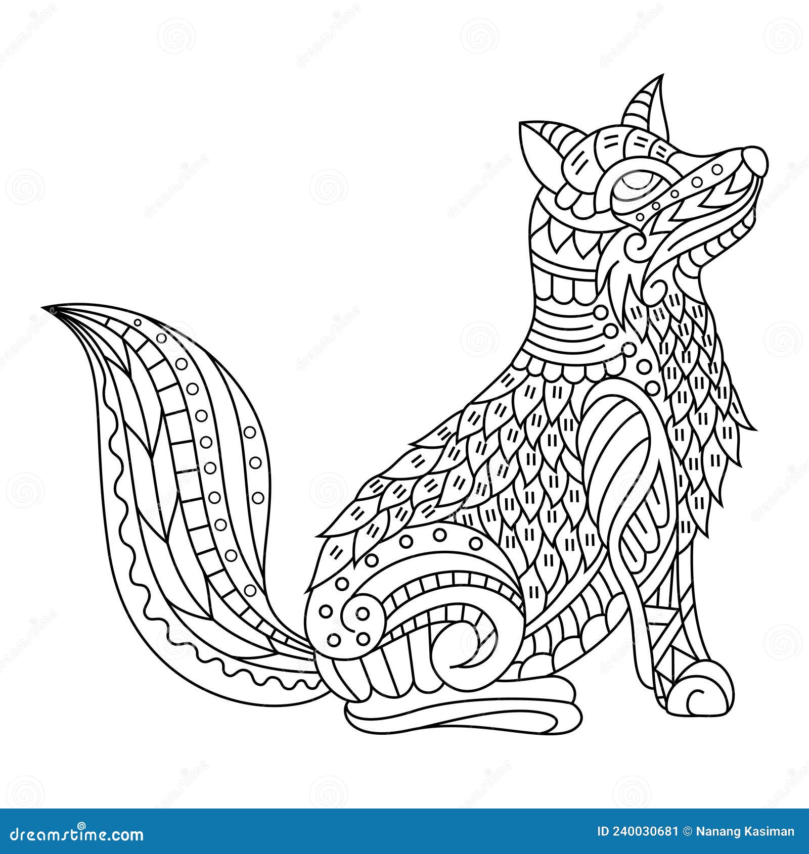 Hand Drawn of Fox in Zentangle Style Stock Vector - Illustration of ...