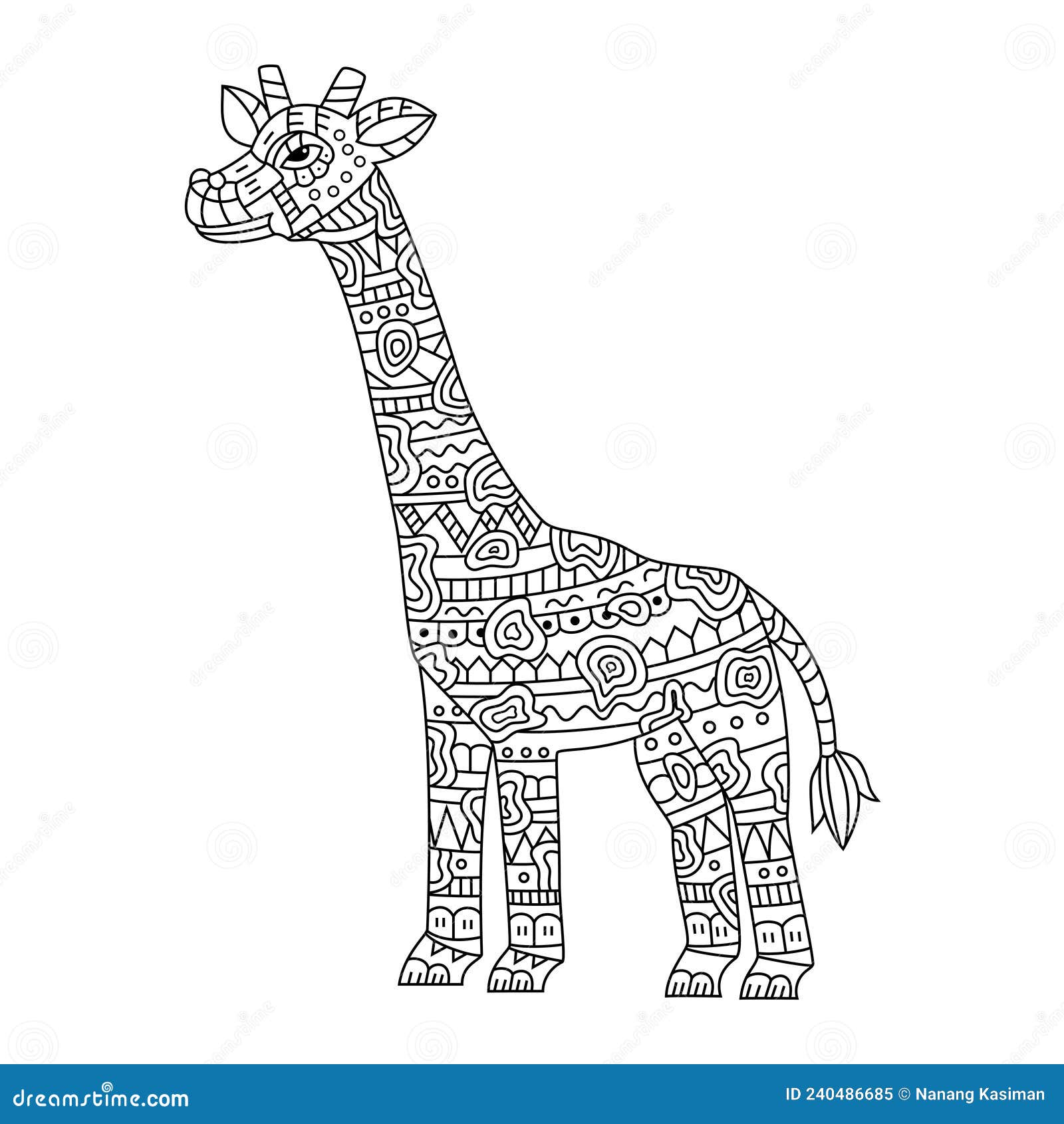 Hand Drawn of Giraffe in Zentangle Style Stock Vector - Illustration of ...