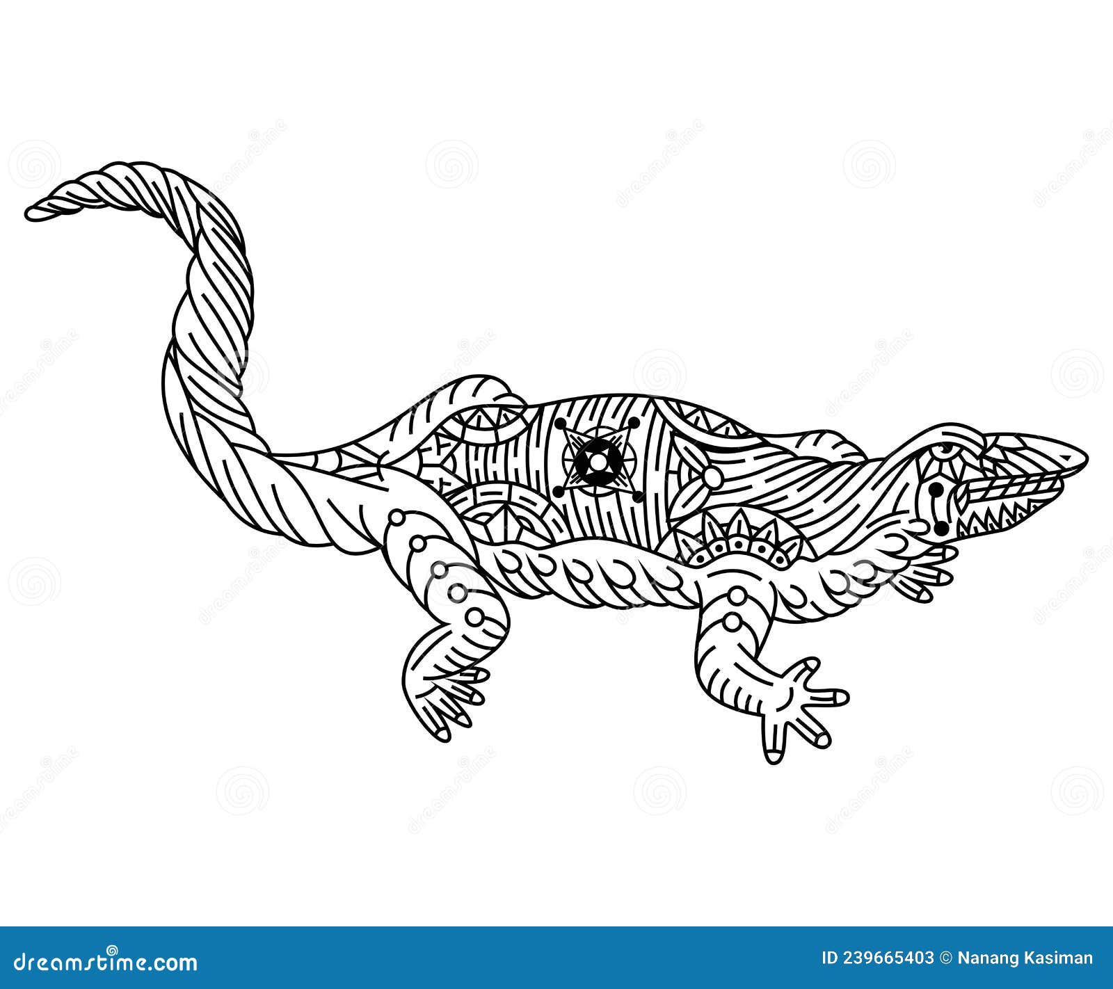Hand Drawn of Lizard Head in Zentangle Style Stock Vector ...