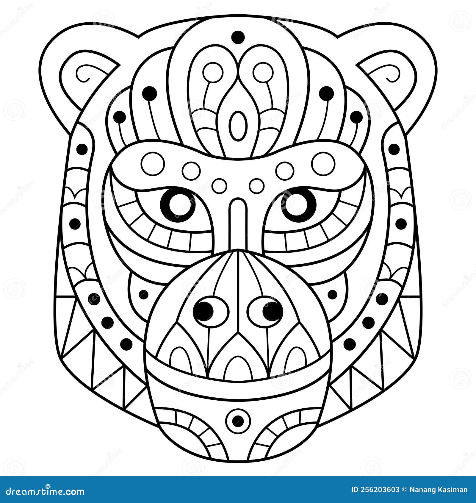 Hand Drawn Monkey Head in Zentangle Style Stock Vector - Illustration ...