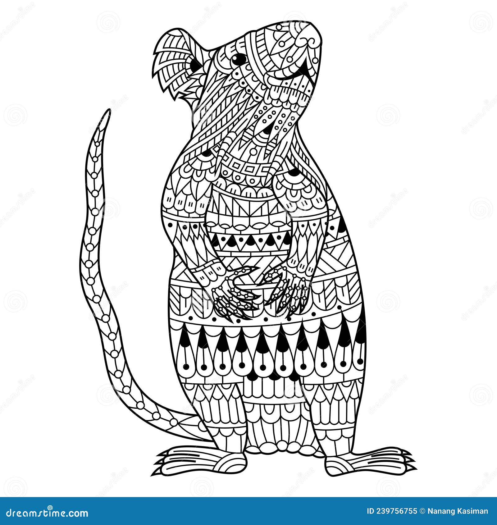 Hand Drawn of Mouse in Zentangle Style Stock Vector - Illustration of ...