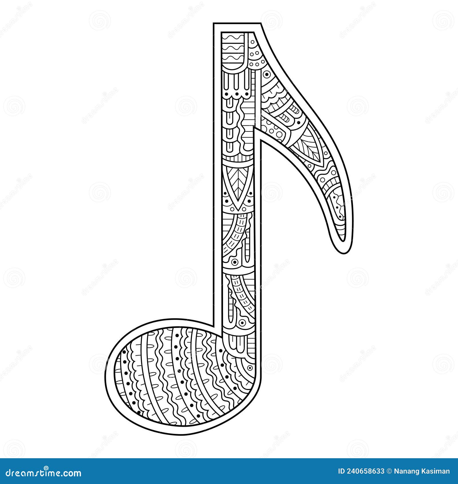 Hand Drawn of Musical Notes in Zentangle Style Stock Vector ...