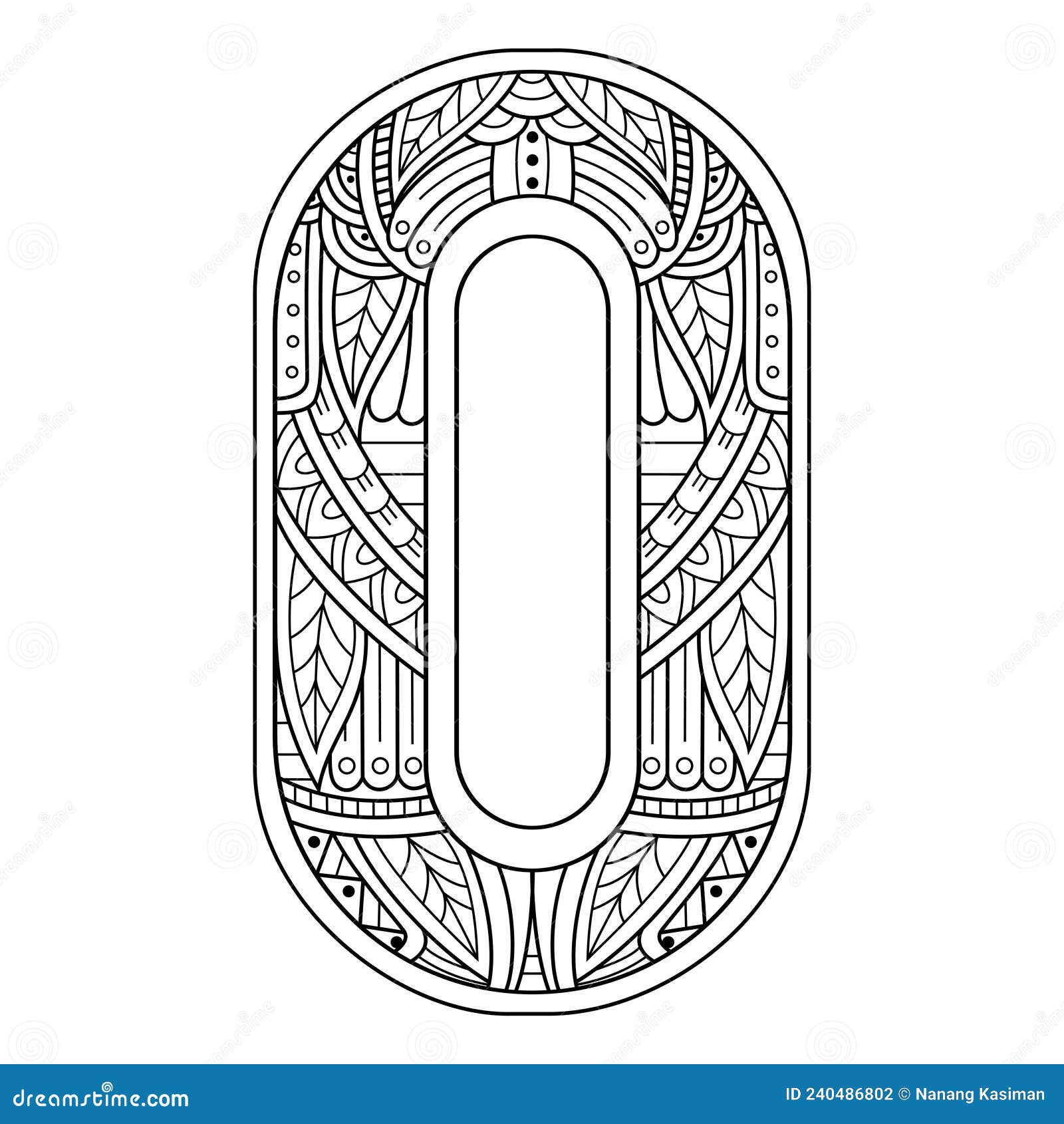 Hand Drawn of Number Zero in Zentangle Style Stock Vector ...