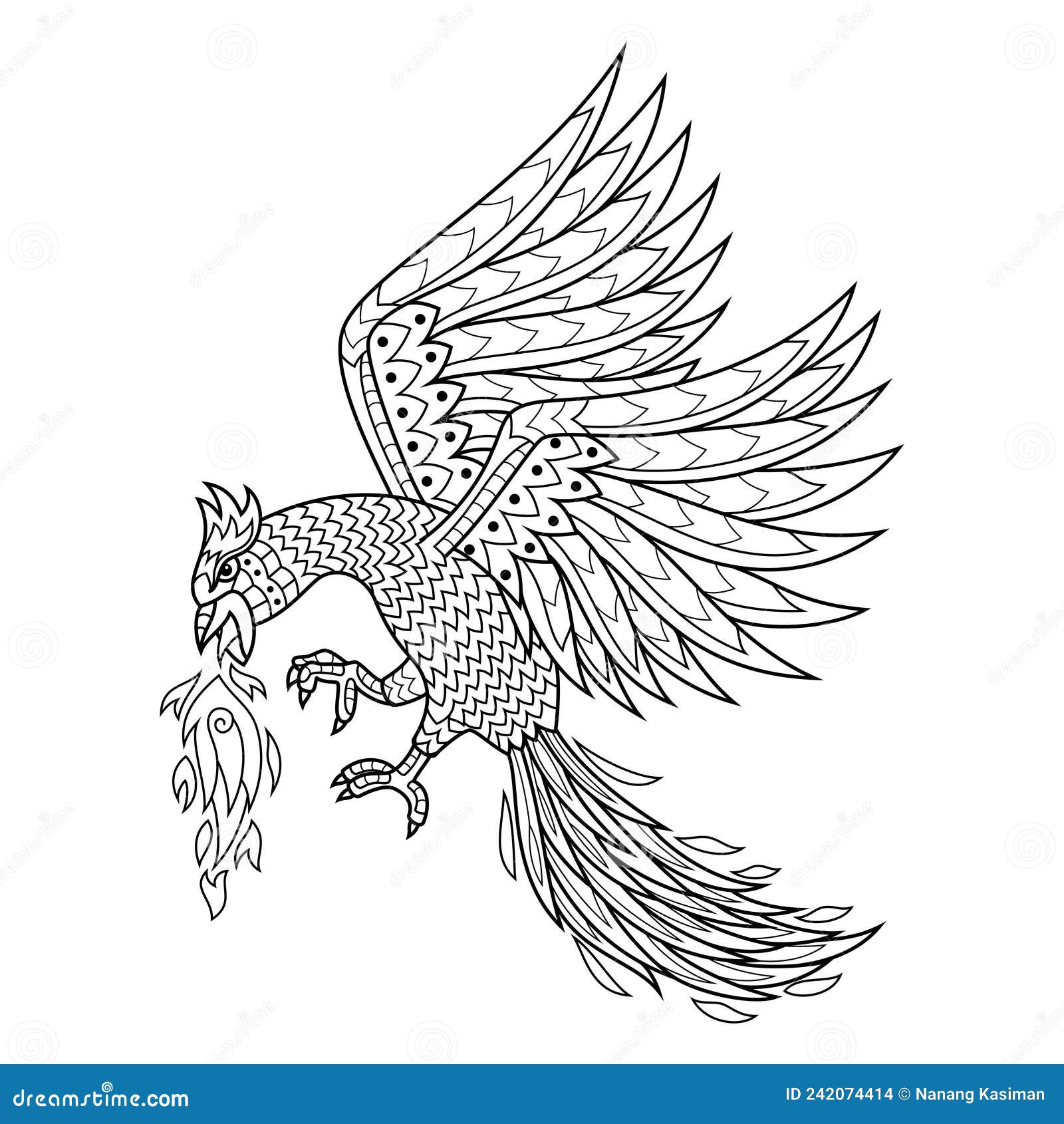 Hand Drawn of Phoenix in Zentangle Style Stock Vector - Illustration of ...