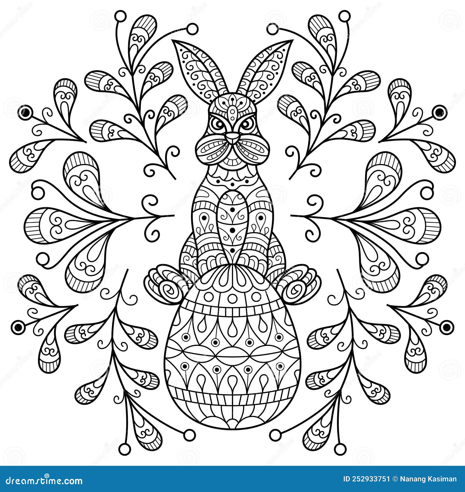 Hand Drawn of Rabbit in Zentangle Style Stock Vector - Illustration of ...