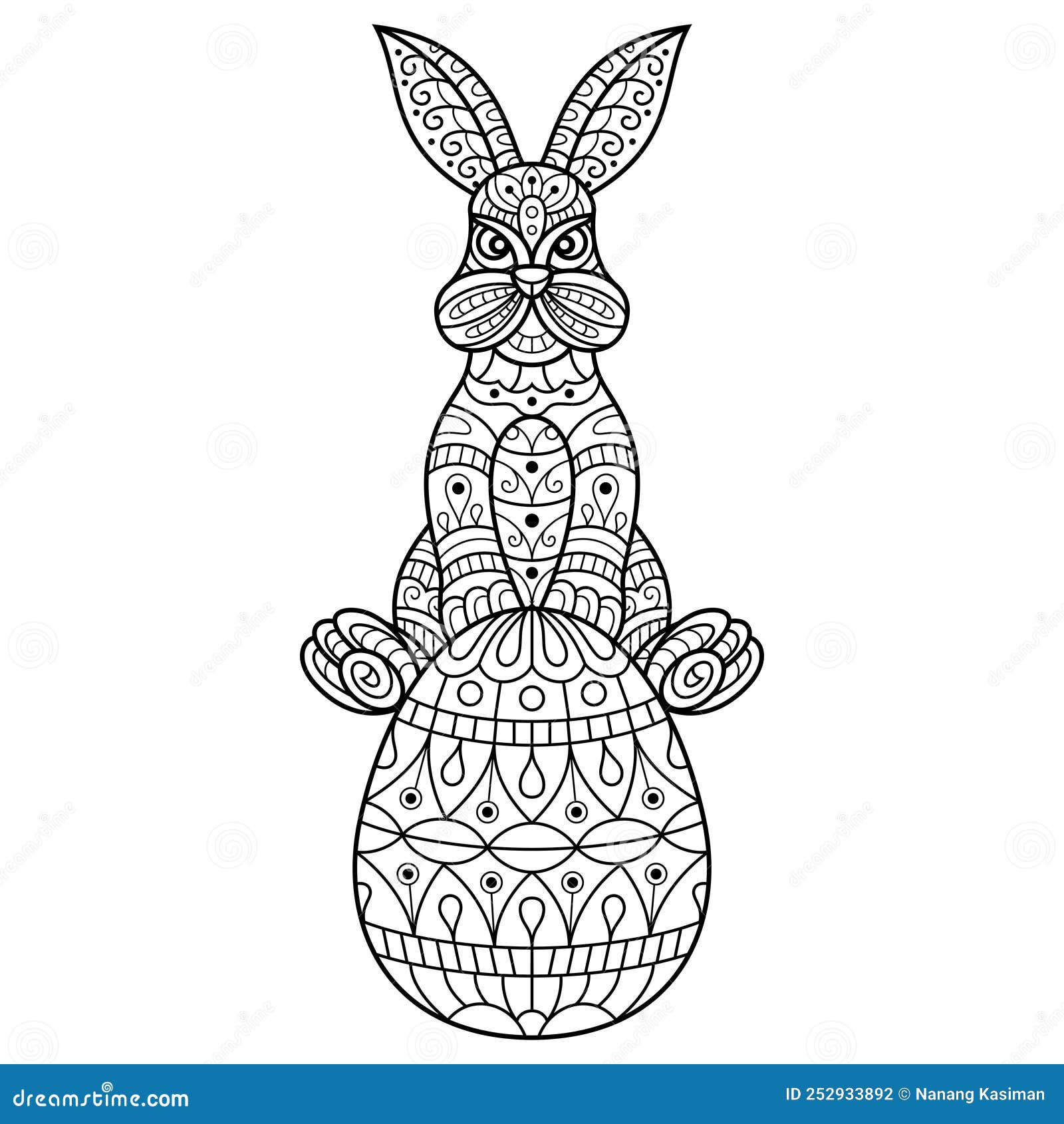Hand Drawn of Rabbit in Zentangle Style Stock Vector - Illustration of ...