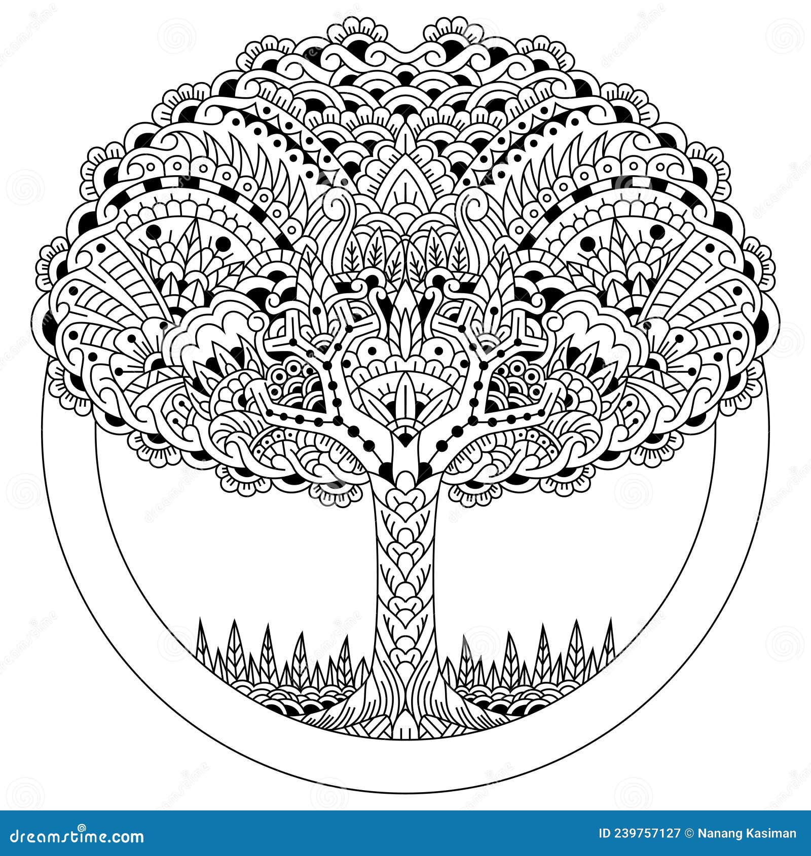 Hand Drawn of Tree in Zentangle Style Stock Vector - Illustration of ...