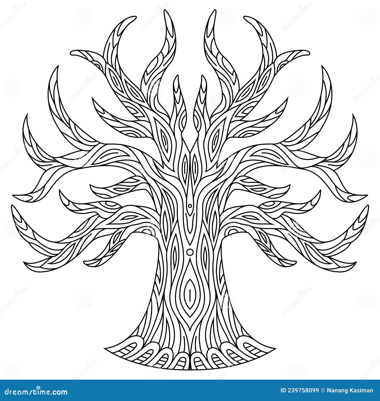 Hand Drawn of Tree in Zentangle Style Stock Vector - Illustration of ...