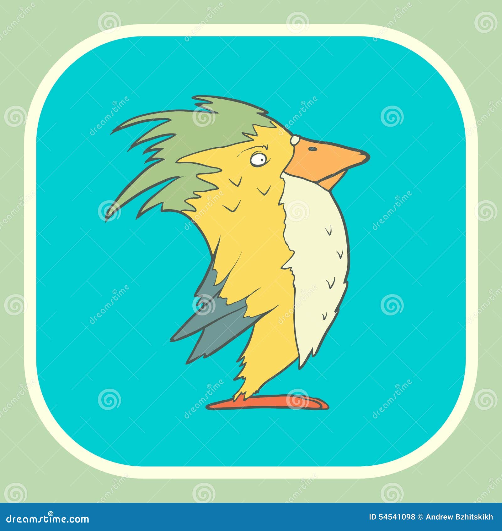 Illustration Hand Drawn Vector Retro Cartoon Bird Stock Vector ...