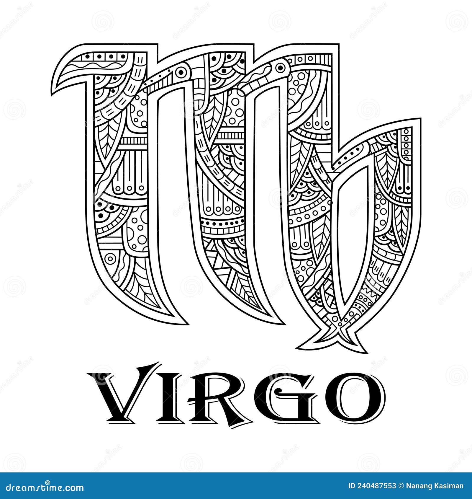 Hand Drawn of Virgo in Zentangle Style Stock Vector - Illustration of ...