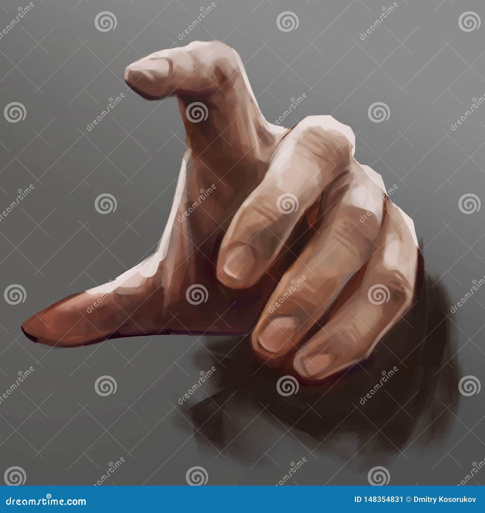Illustration of a Hand on a Grey Background Stock Illustration ...