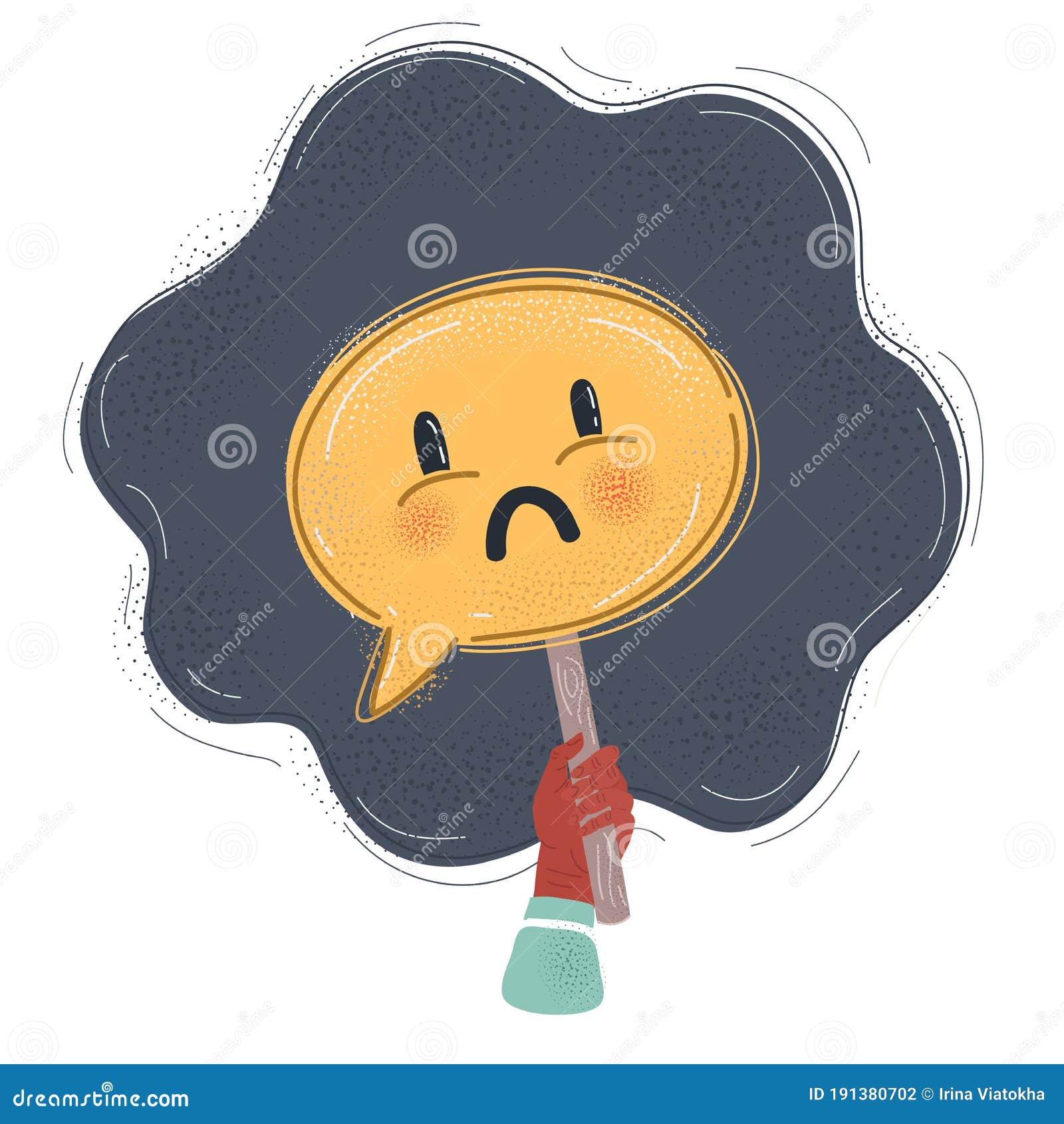 Illustration of Hand Hold Speech Bubble Shape Banner with Sad or ...