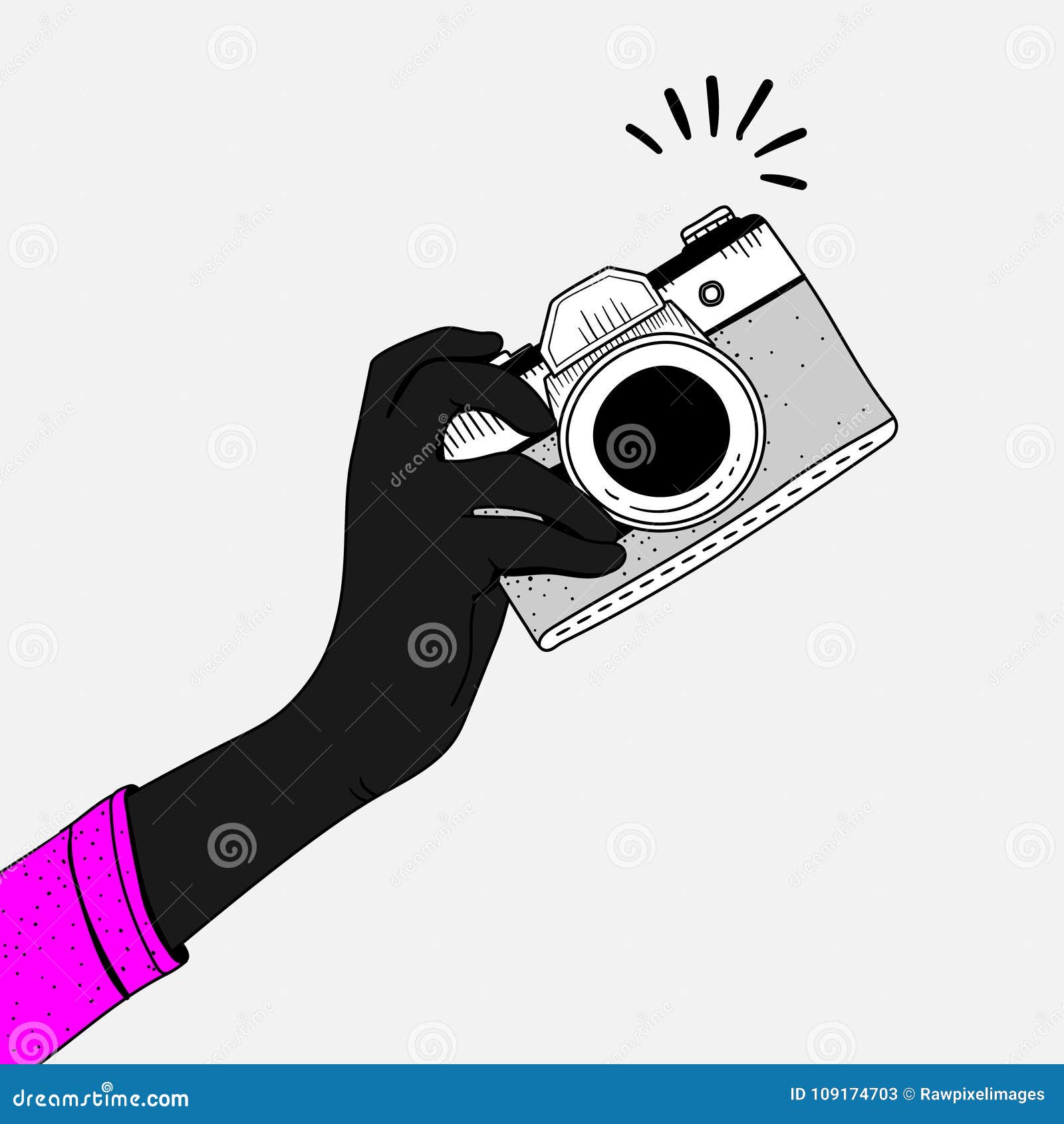 Illustration of Hand Holding Vintage Camera Stock Illustration ...