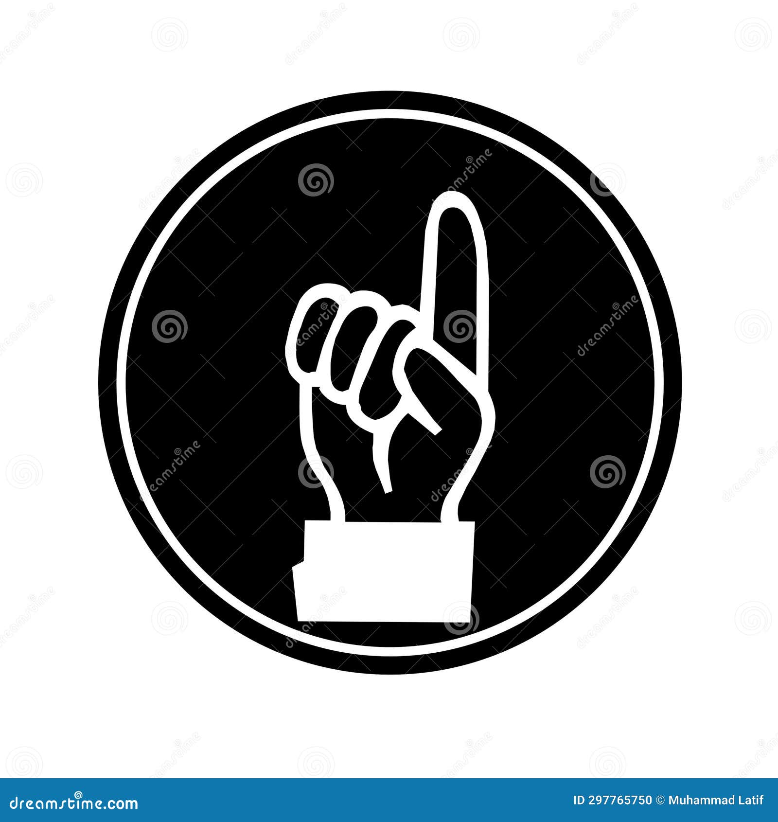 Illustration of a Hand Icon with One Finger Pointing Up Stock ...