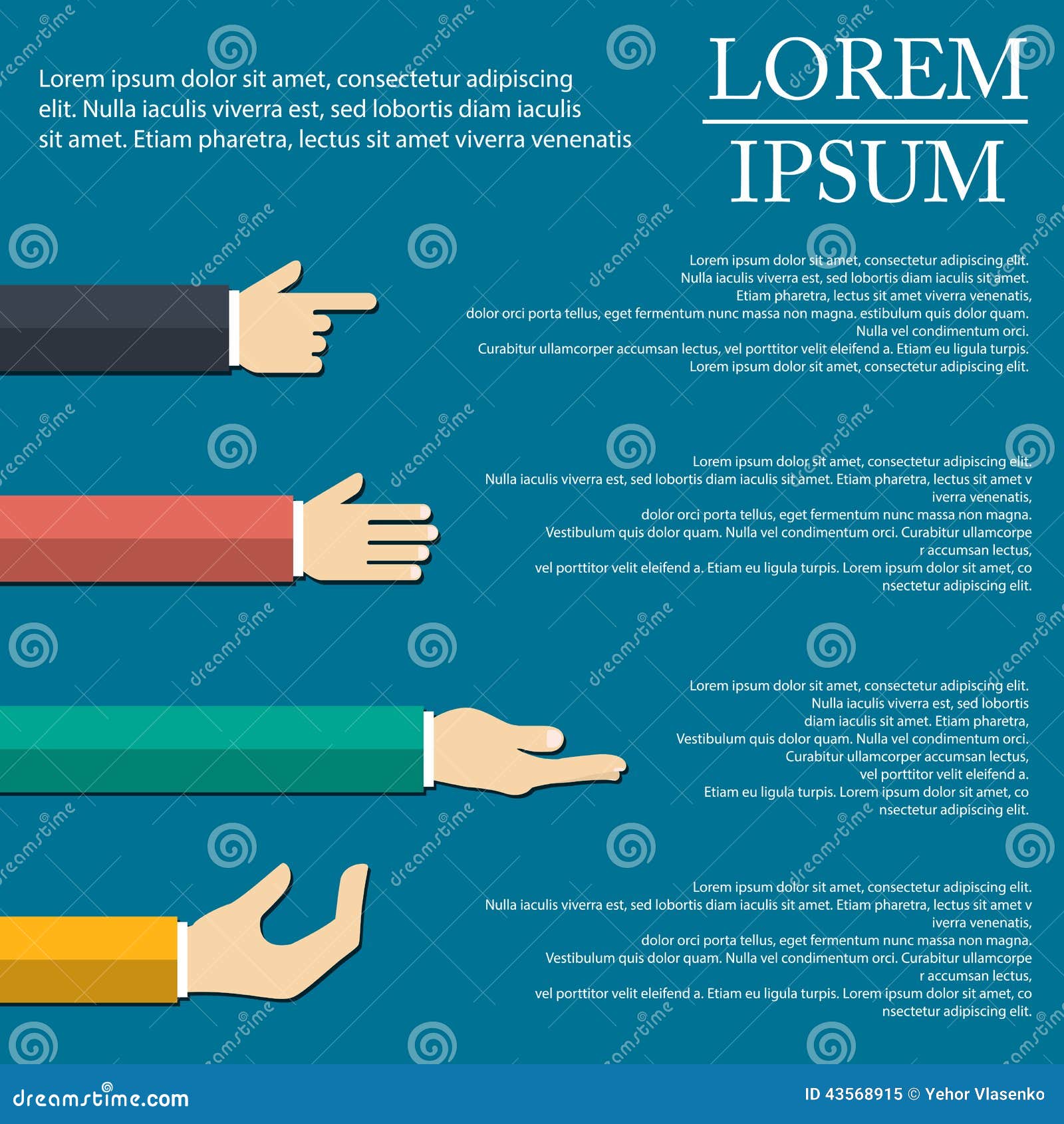 Illustration of Hand Infographic in Flat Design on Background Stock ...