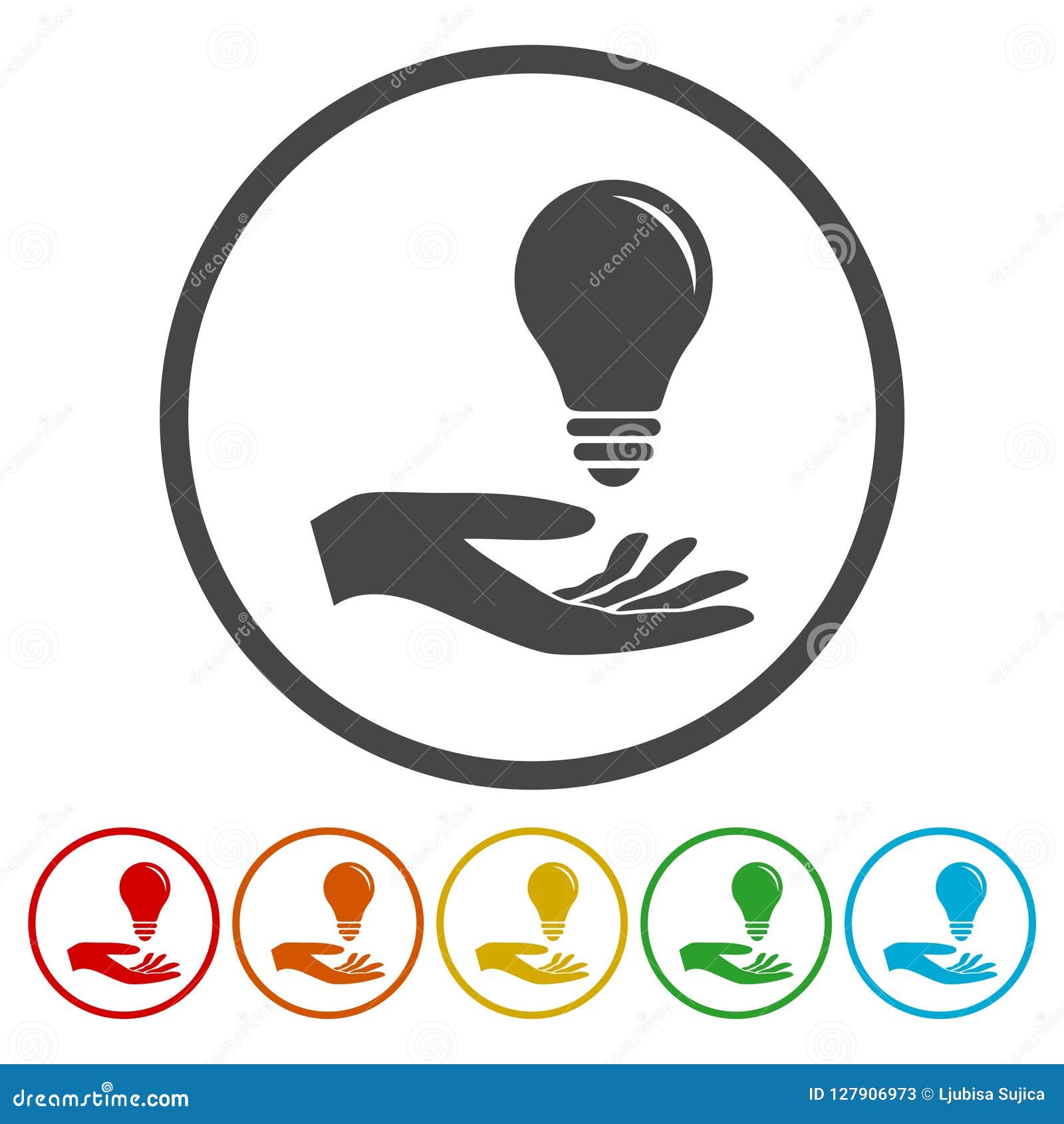 Illustration of a Hand Offering Light Bulb Stock Vector - Illustration ...