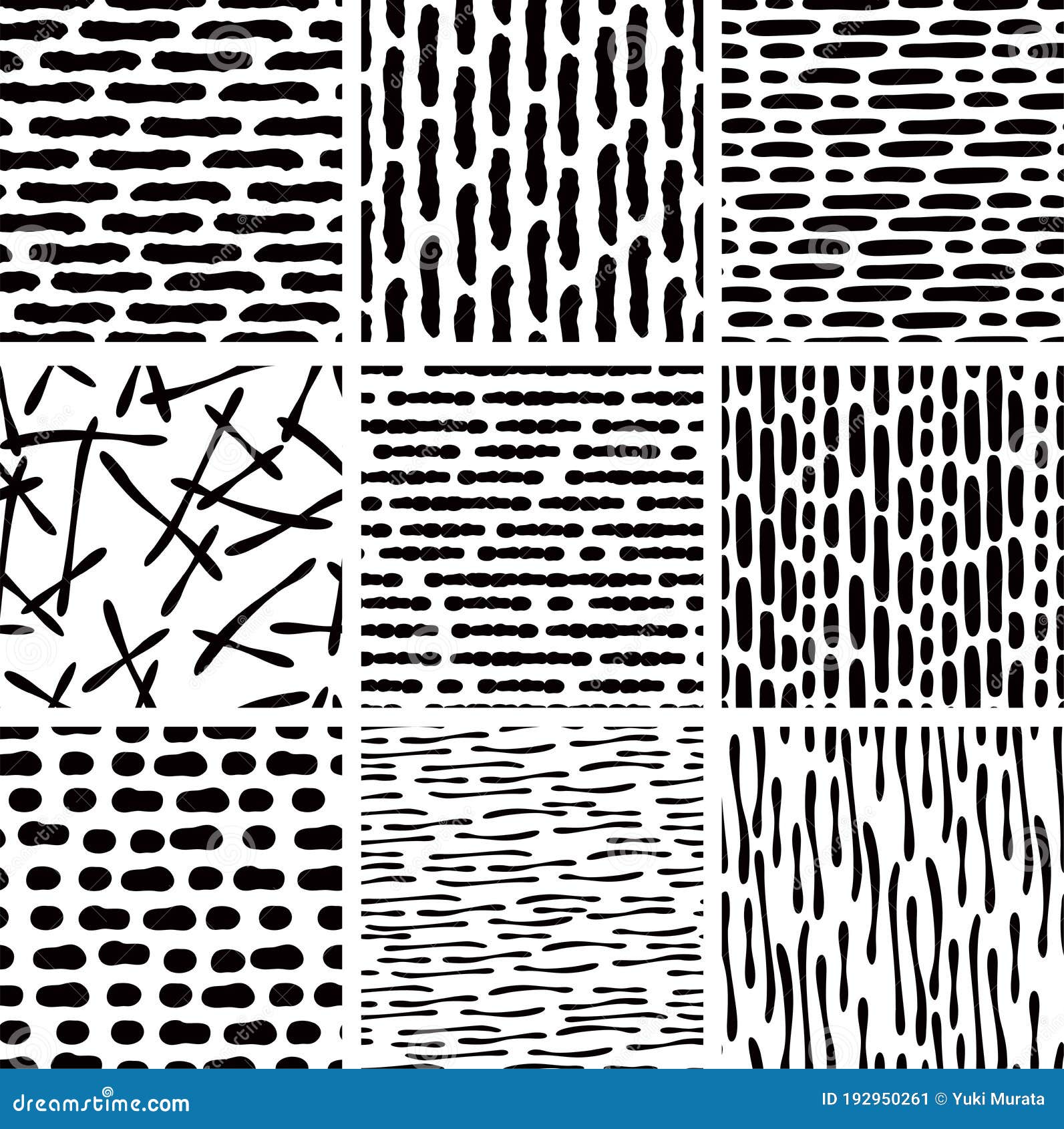 Hand Painted Line Pattern Variation Set Stock Illustration ...