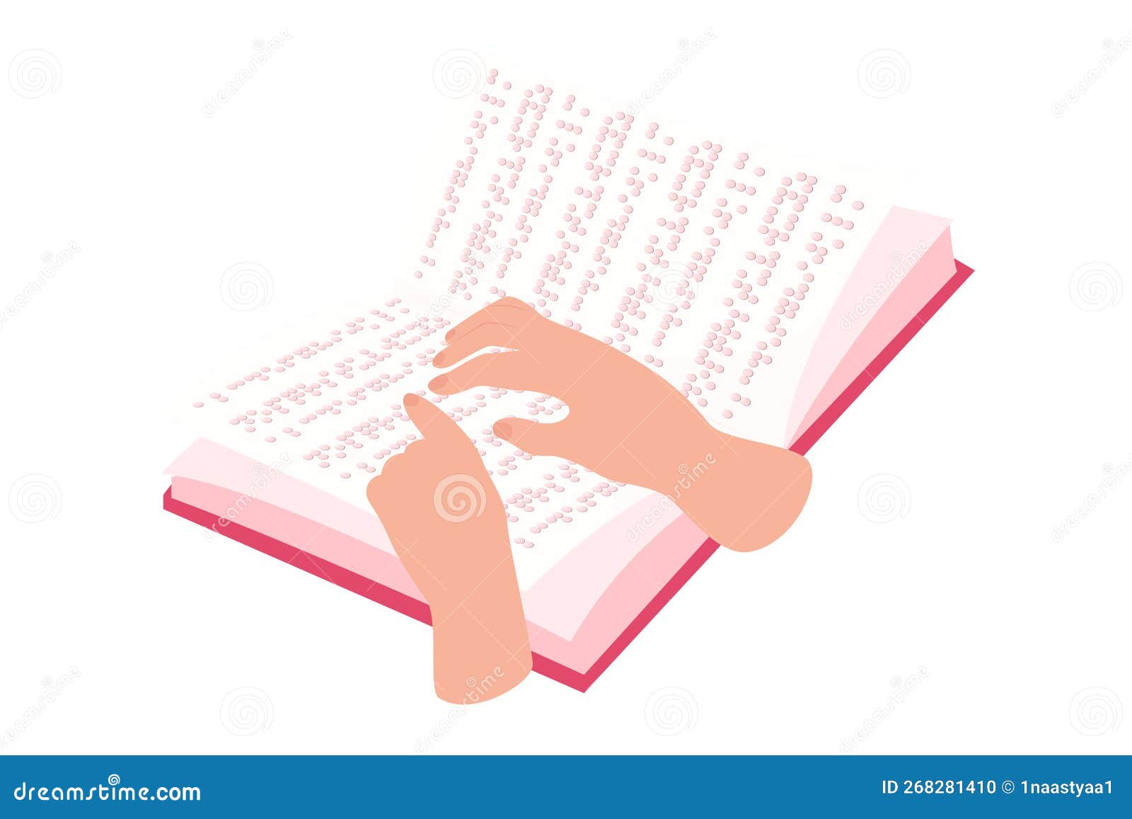 Illustration with Hand Reading Book, Braille Stock Vector ...