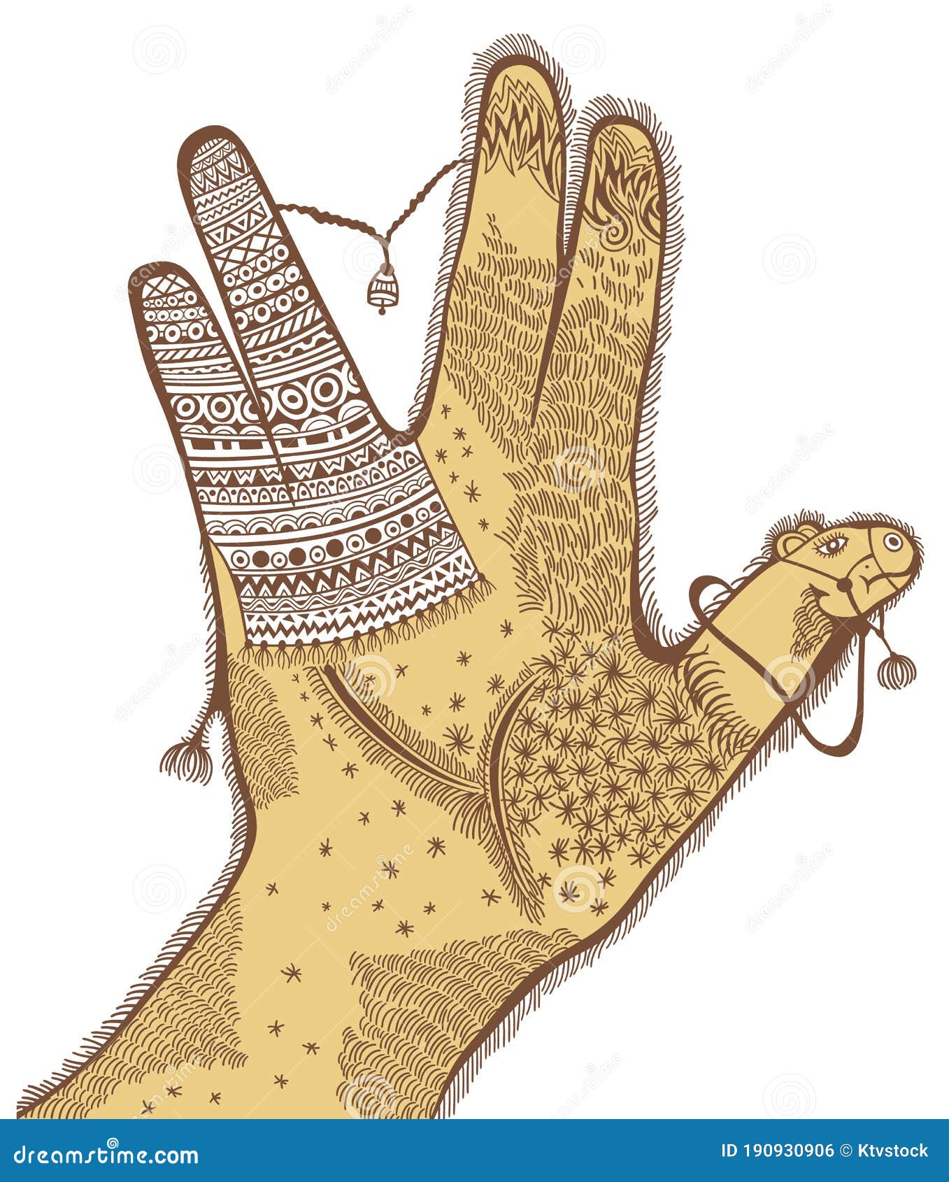 Illustration of Hand with Stylized Camel Inside Stock Vector ...