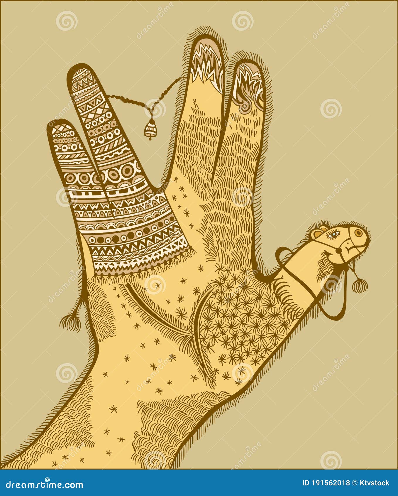 Illustration of Hand with Stylized Camel Inside Stock Vector ...