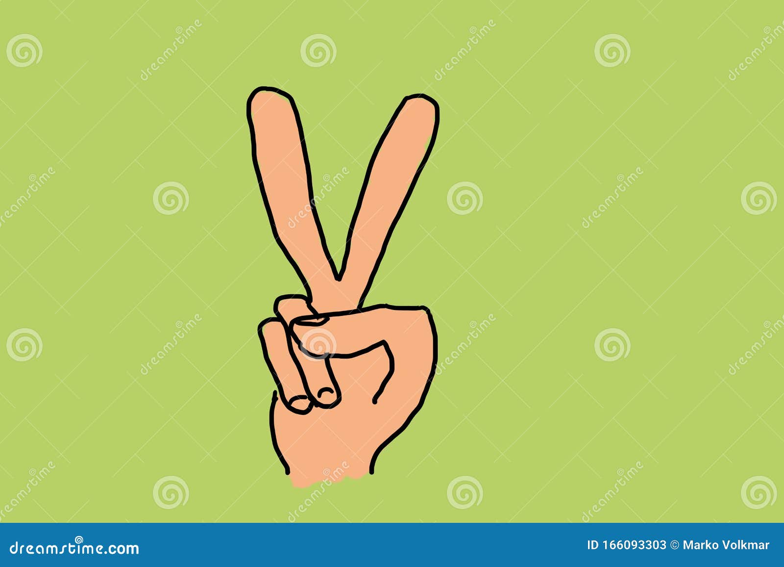 Illustration of a Hand with Victory Sign Stock Illustration ...