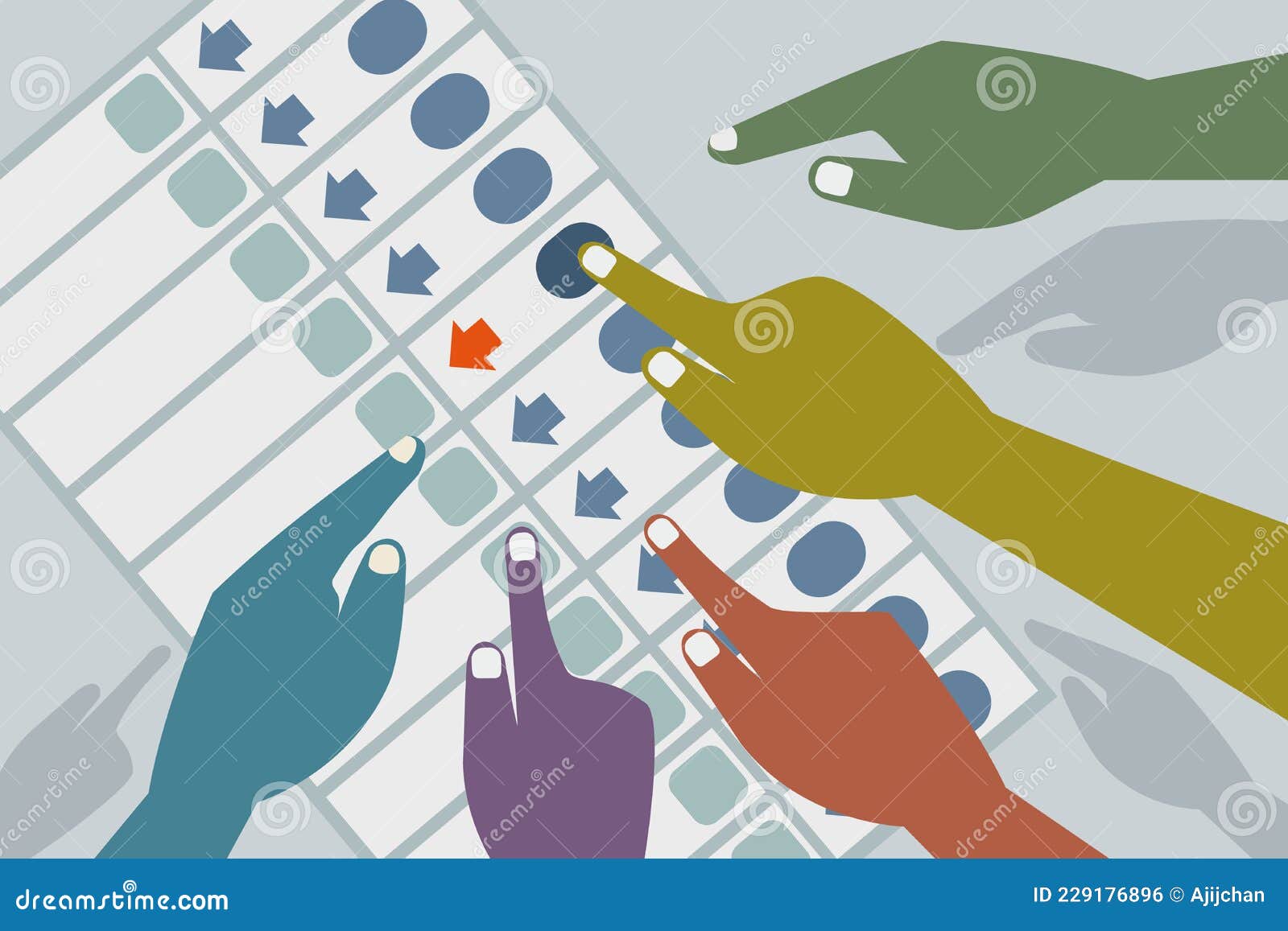 Hands Casting Vote in Electronic Voting Machine Stock Vector ...
