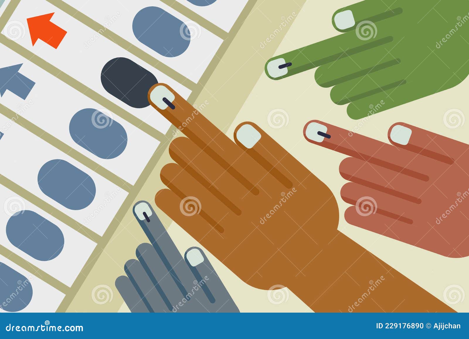 Hands Casting Vote in Electronic Voting Machine Stock Vector ...