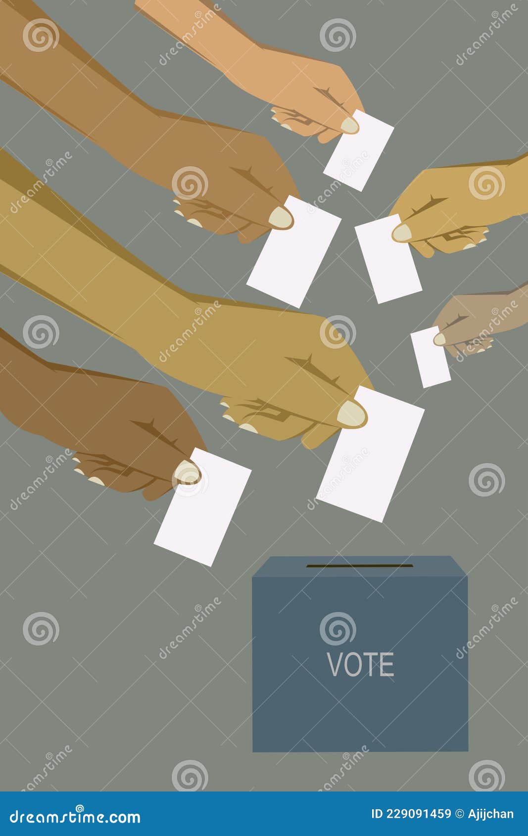 Hands Casting Votes In The Ballot Box Cartoon Vector | CartoonDealer ...