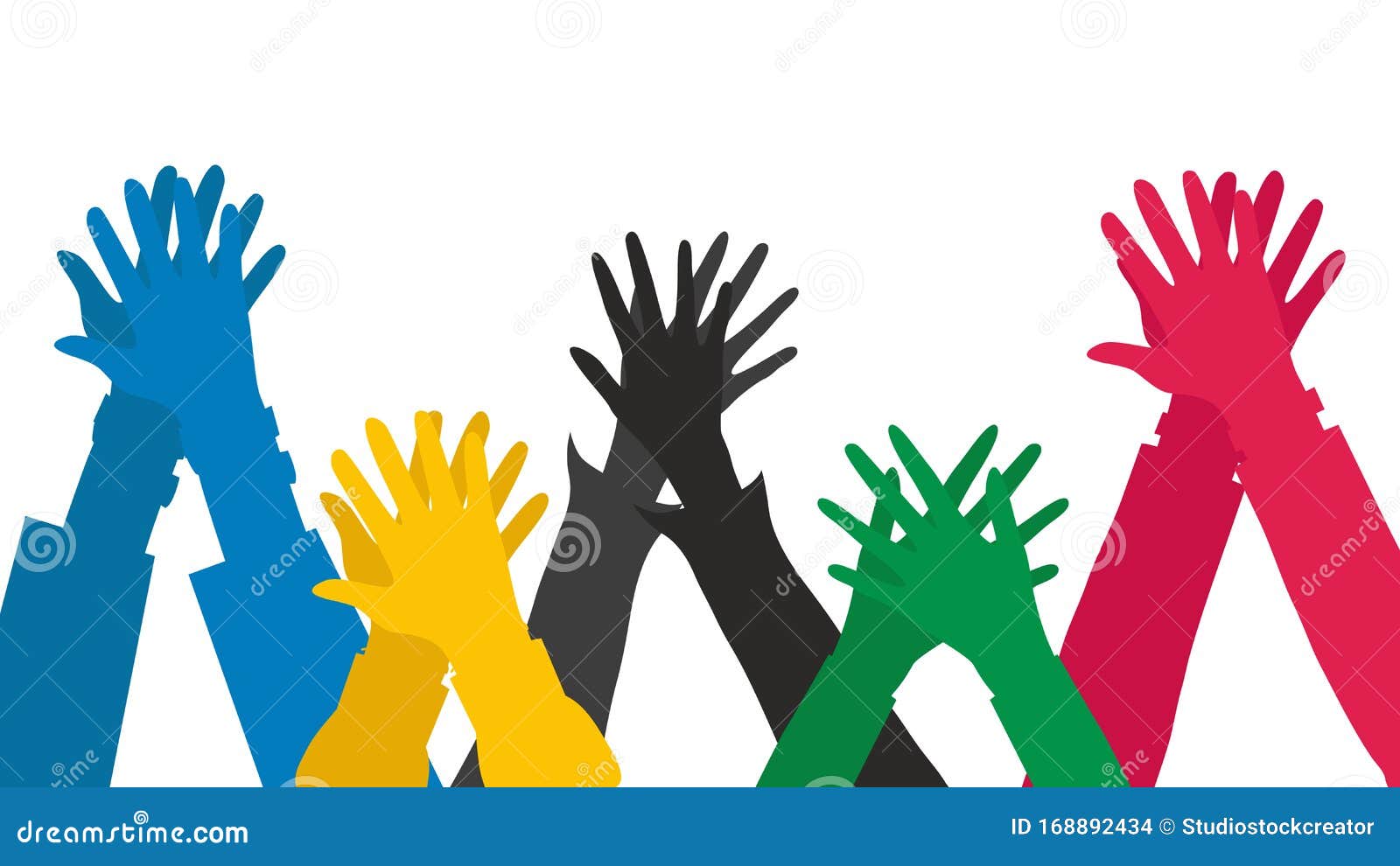 Illustration of Hands Going for a High Five As a Group or Team. Flat ...