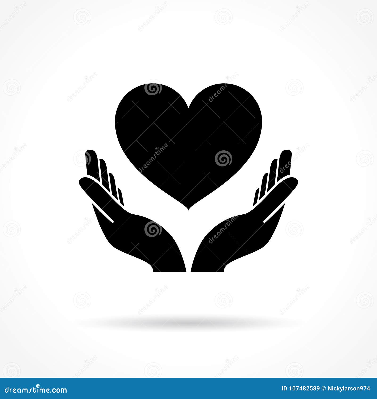 Hands and heart icon stock vector. Illustration of heart - 107482589