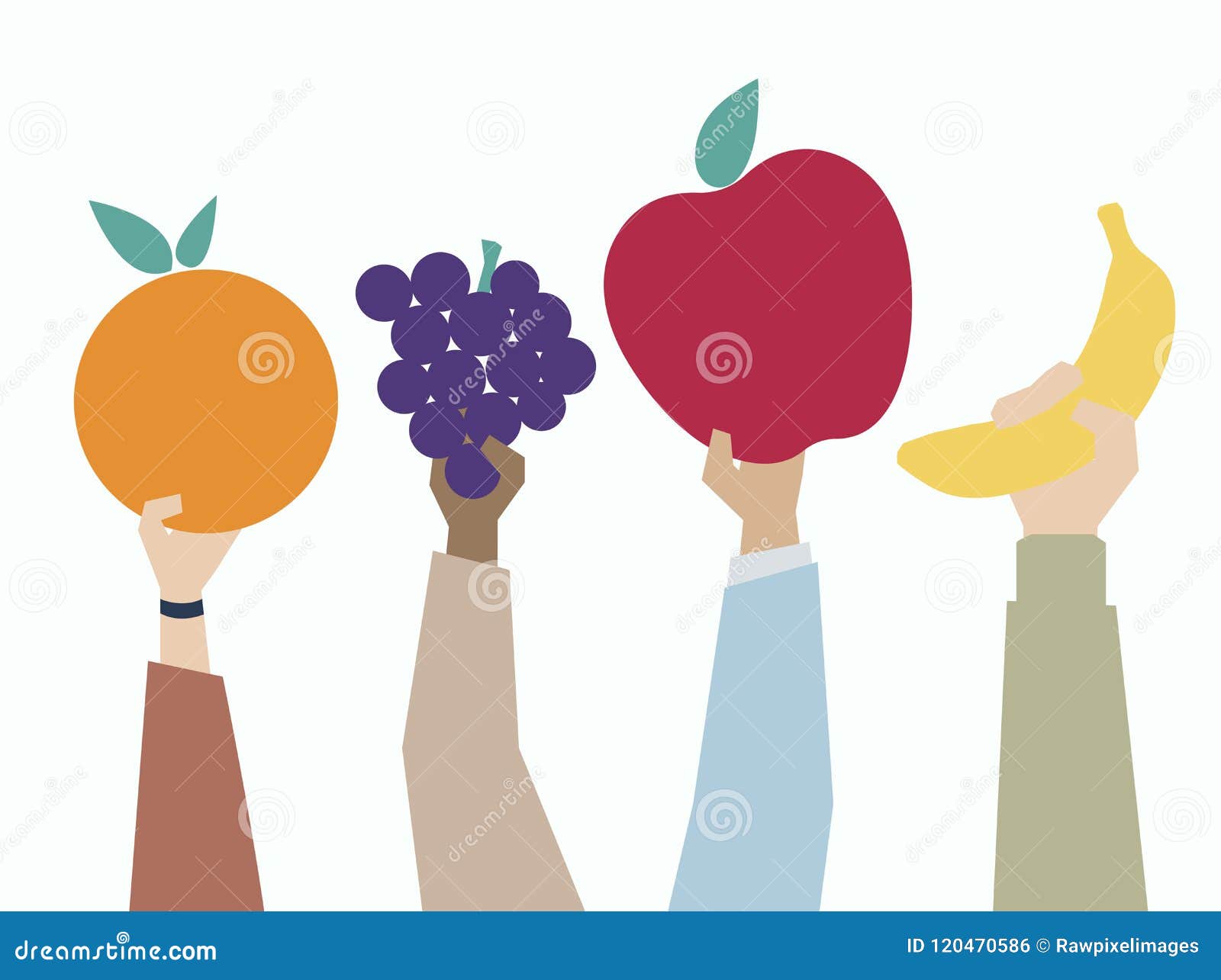 Illustration of Hands Holding Fruits Stock Vector - Illustration of ...