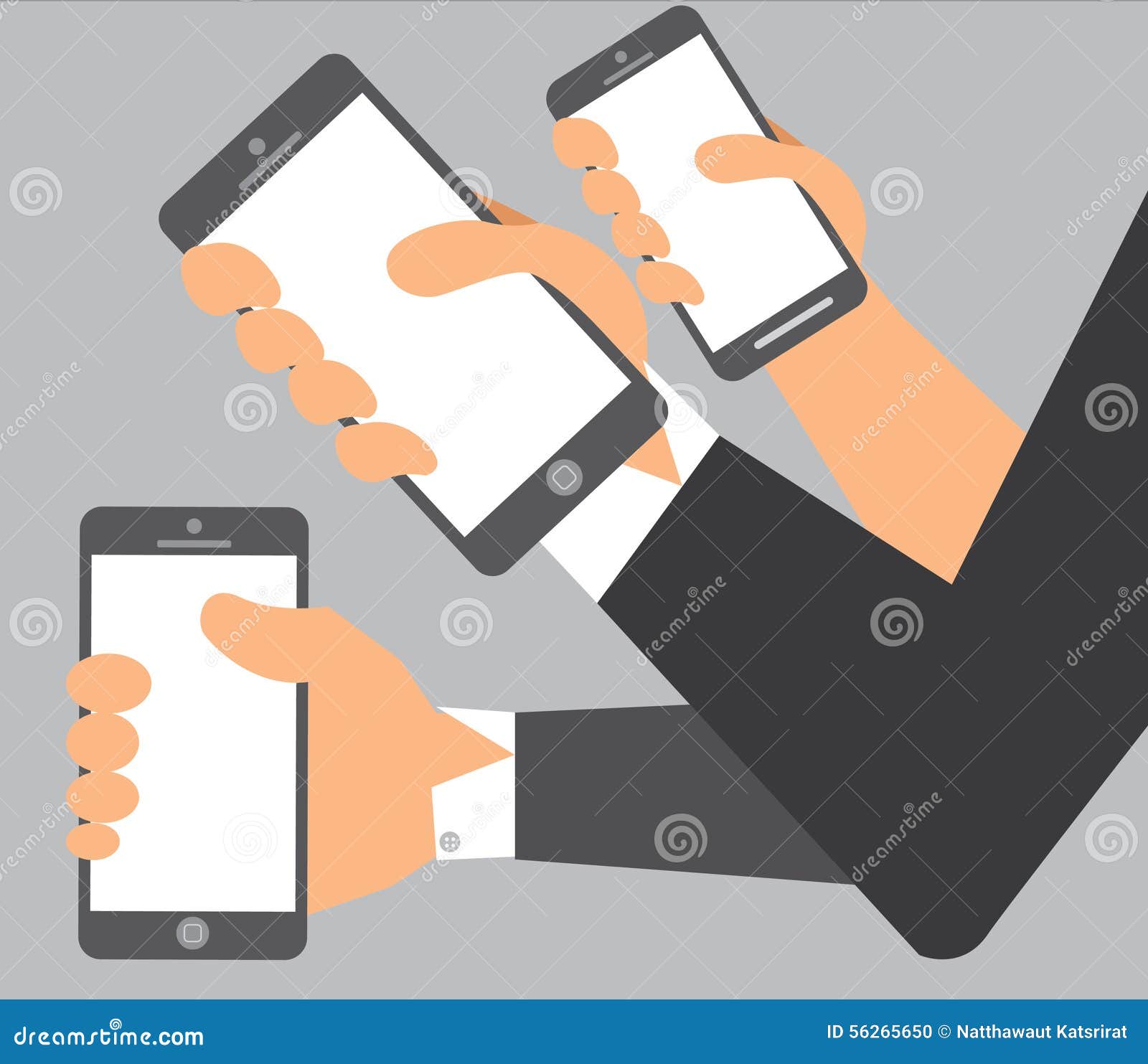 A Illustration of Hands on Mobile Stock Vector - Illustration of ...
