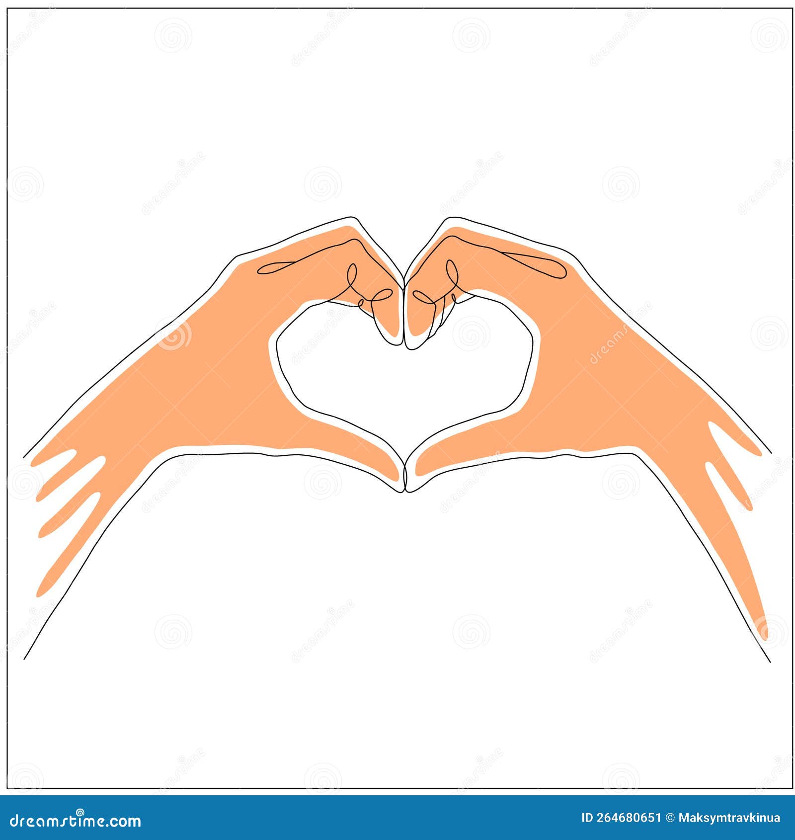 Illustration of Hands Showing Heart. One Line Drawing. EPS 10 Vector ... Illustration of Hands Showing Heart. One Line Drawing. EPS 10 Vector ...