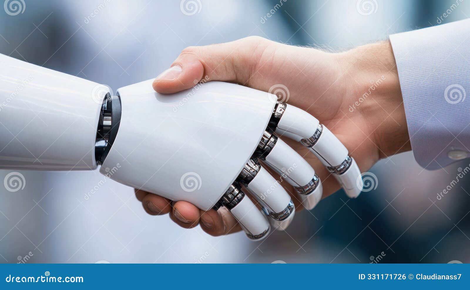 Illustration of Handshaking of a Robot with a Male Human Hand Stock ...