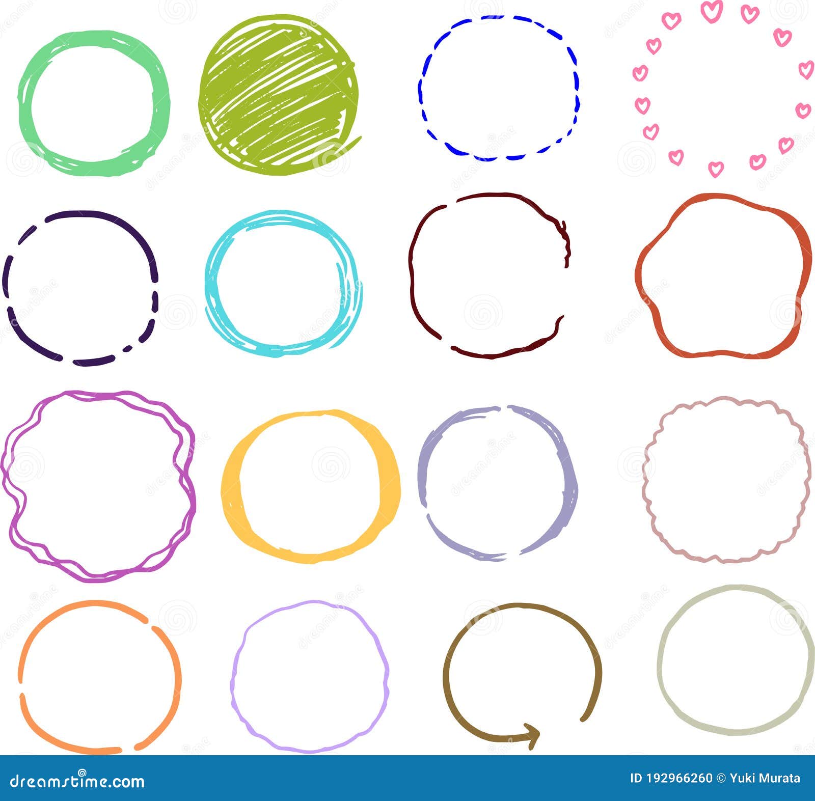 Colorful Handwritten Circle Variations Set Stock Vector - Illustration ...