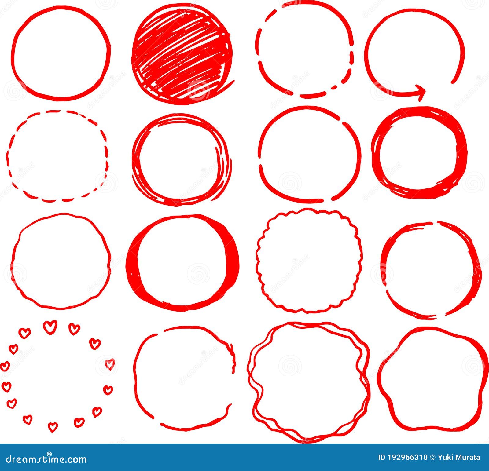 Handwritten Red Circle Variations Set Stock Vector - Illustration of ...