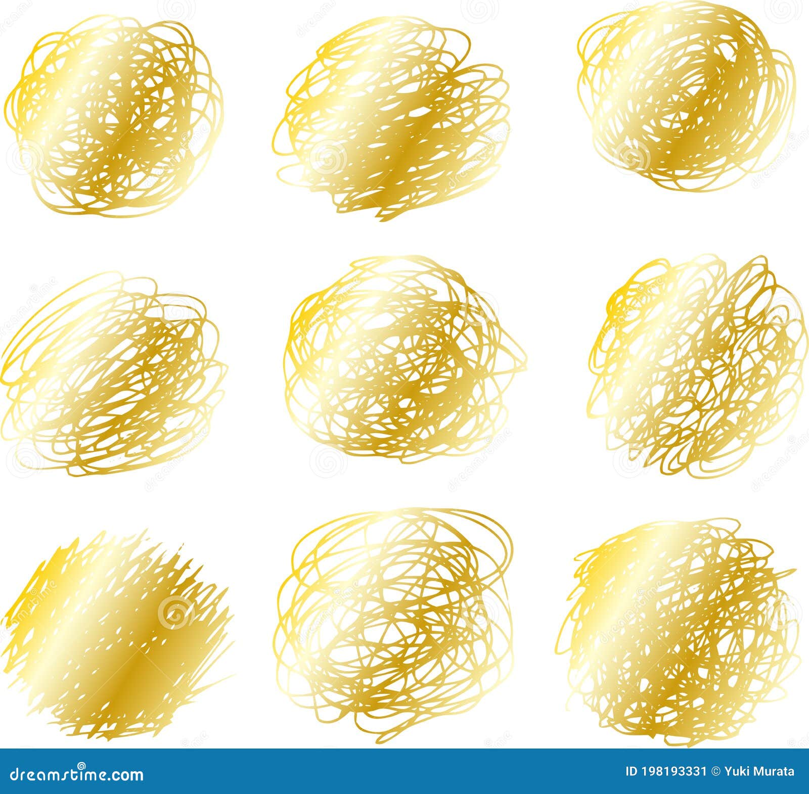 Illustration of a Gold Circle of Scribble Vigorously Set Stock Vector ...