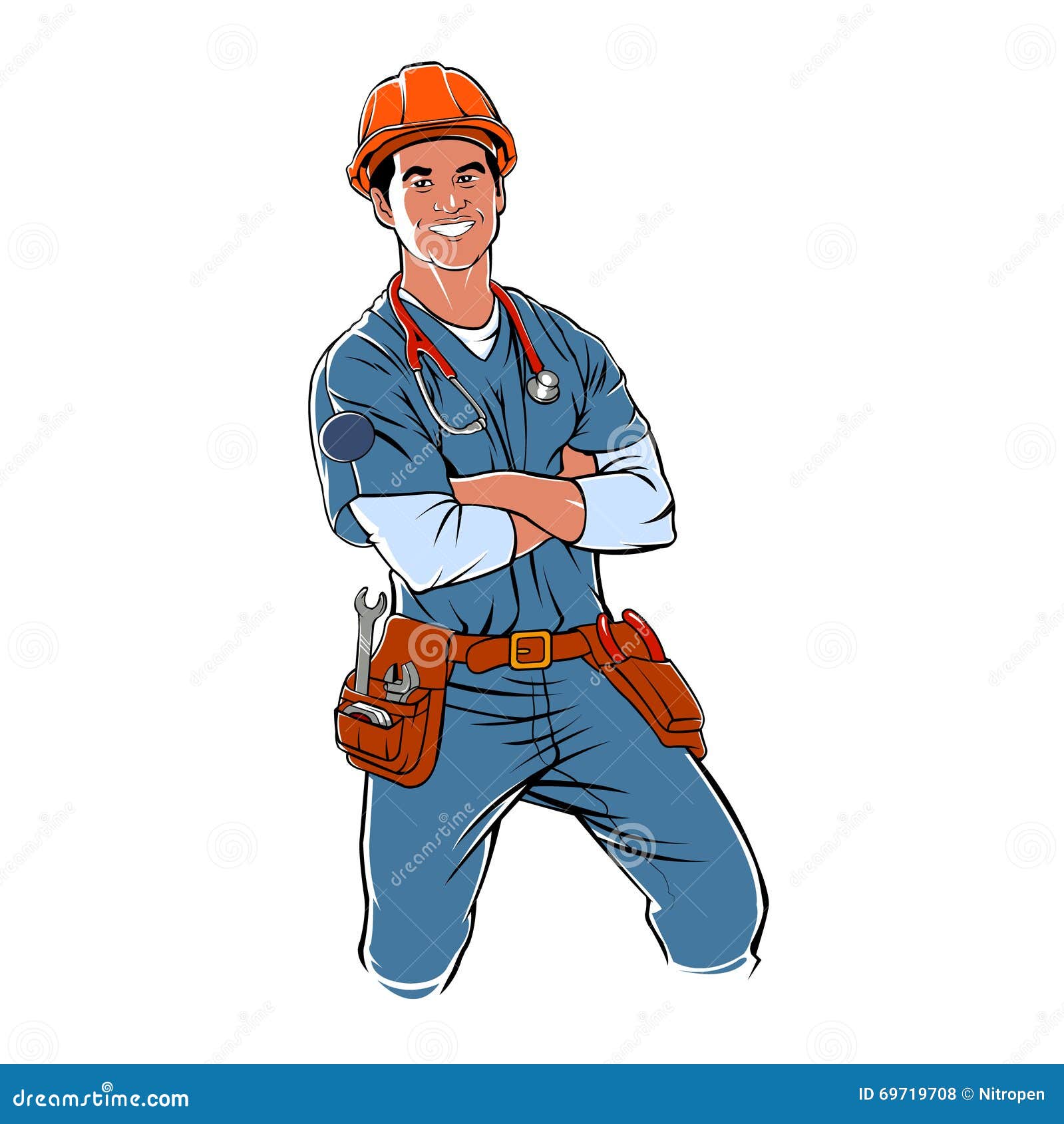 Illustration of Handyman with Stethoscope Stock Vector - Illustration ...