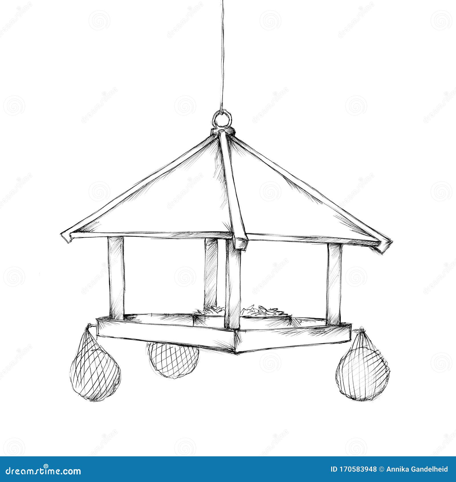 Hanging bird feeder stock illustration. Illustration of balls - 170583948