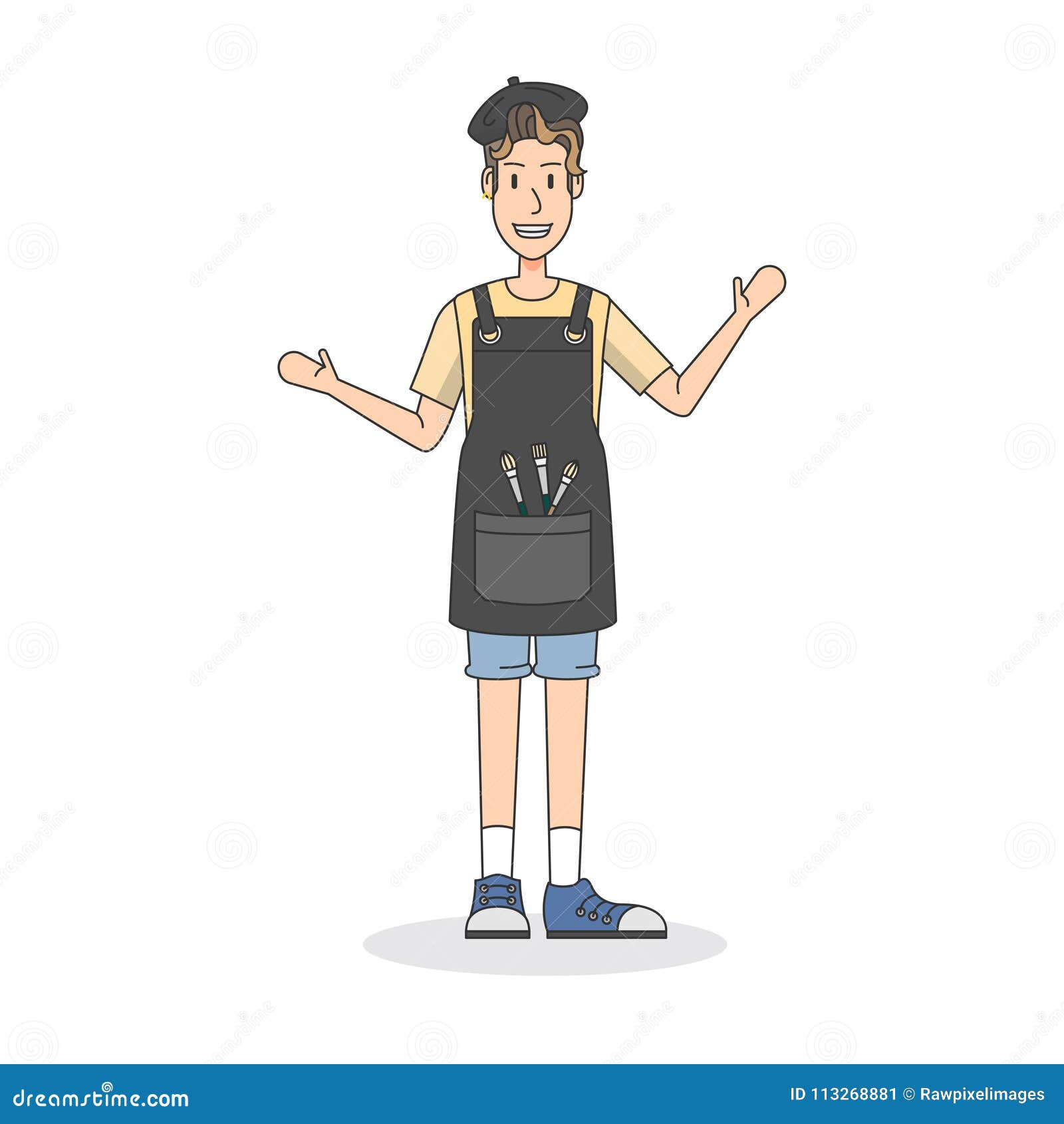 Illustration of a Happy Artist Stock Illustration - Illustration of ...