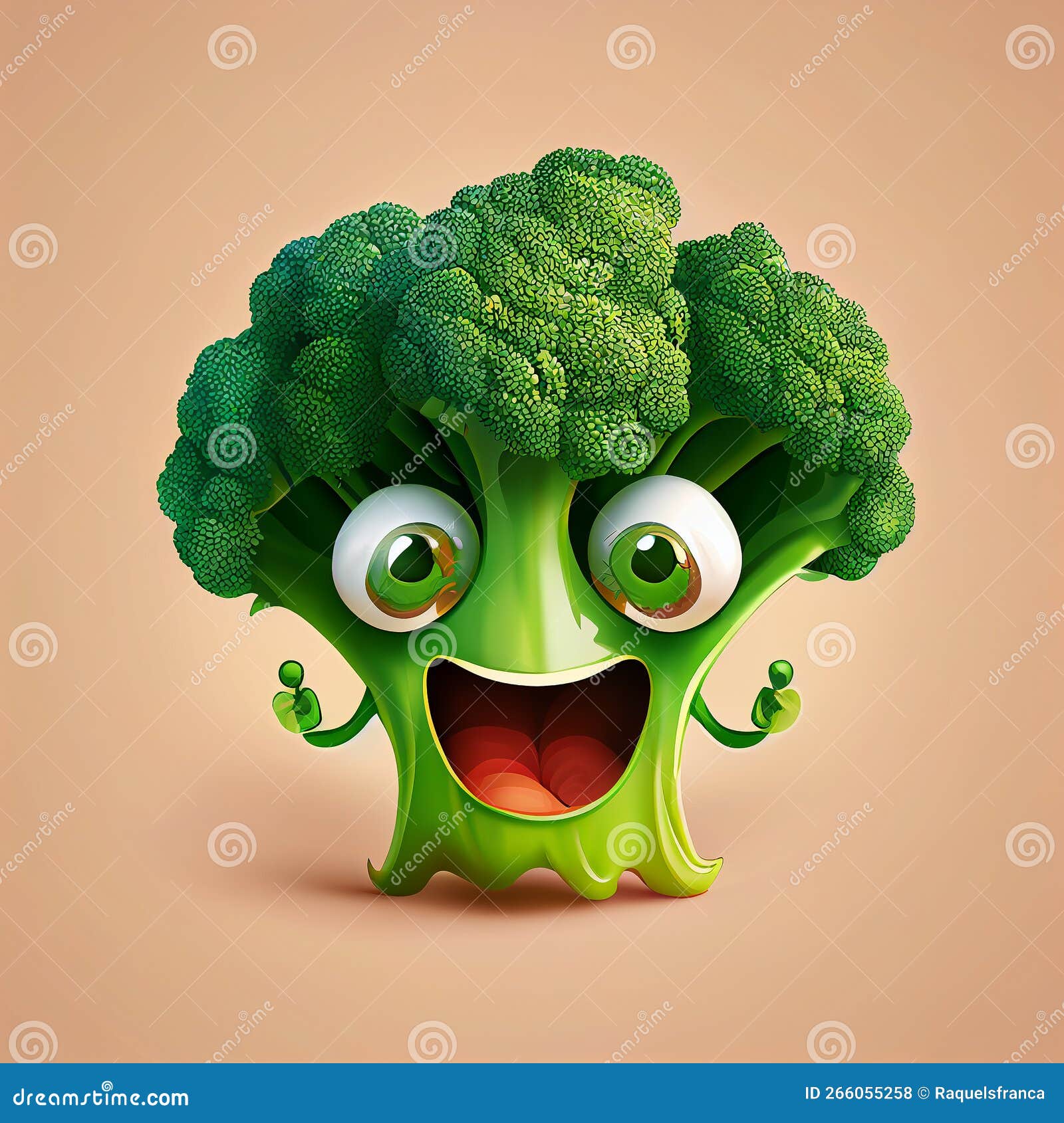 Illustration of a Happy Broccoli Stock Photo - Image of character ...